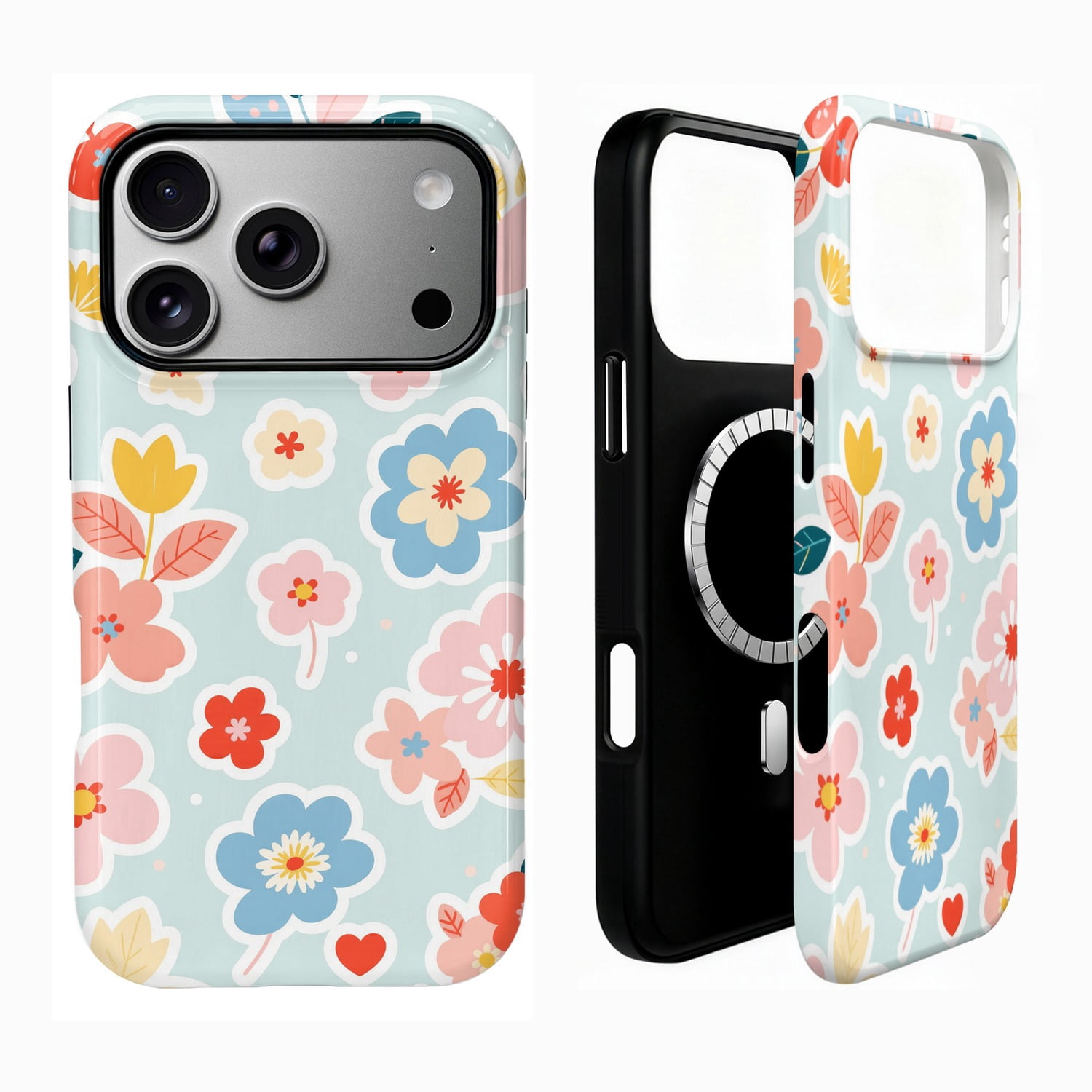 SKLYDDI Cute Aesthetic Floral Case for iPhone 15 Pro, Compatible with ...