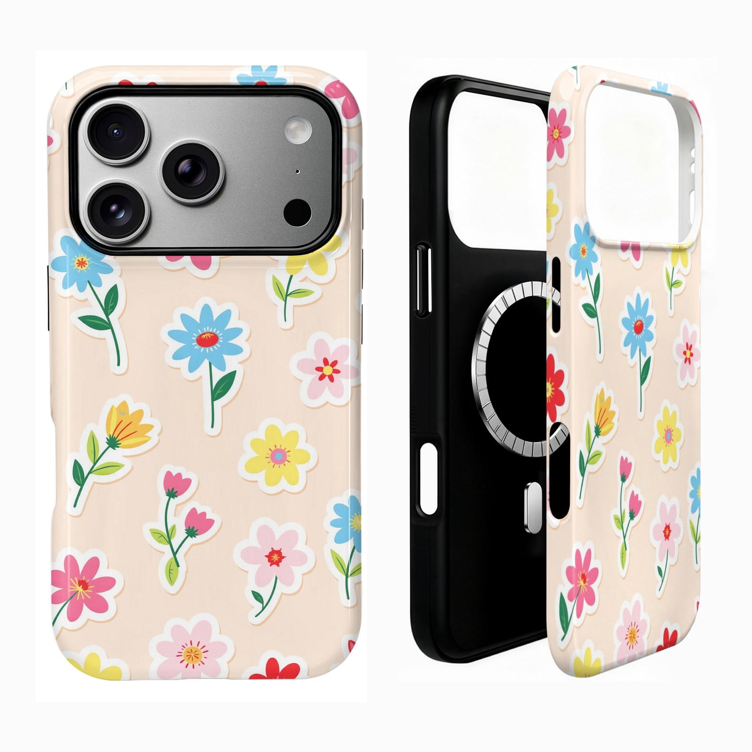 SKLYDDI Cute Aesthetic Floral Case for iPhone 16, Compatible with ...