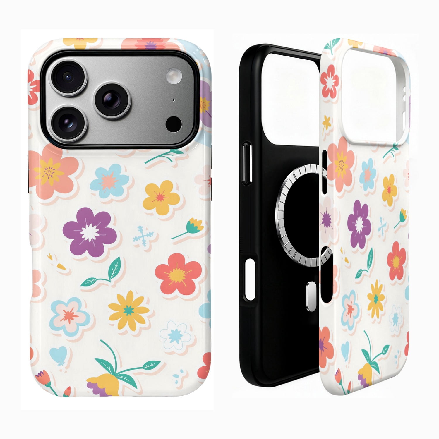 SKLYDDI Cute Floral Aesthetic Case for iPhone 16, Compatible with ...
