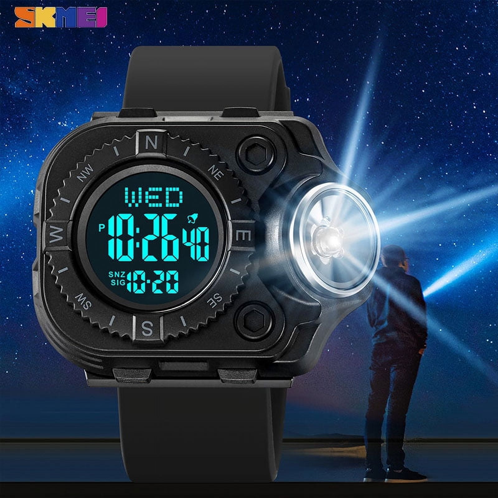 SKMEI Creative LED Flashlight Countdown Sport Watches Men Back Light ...