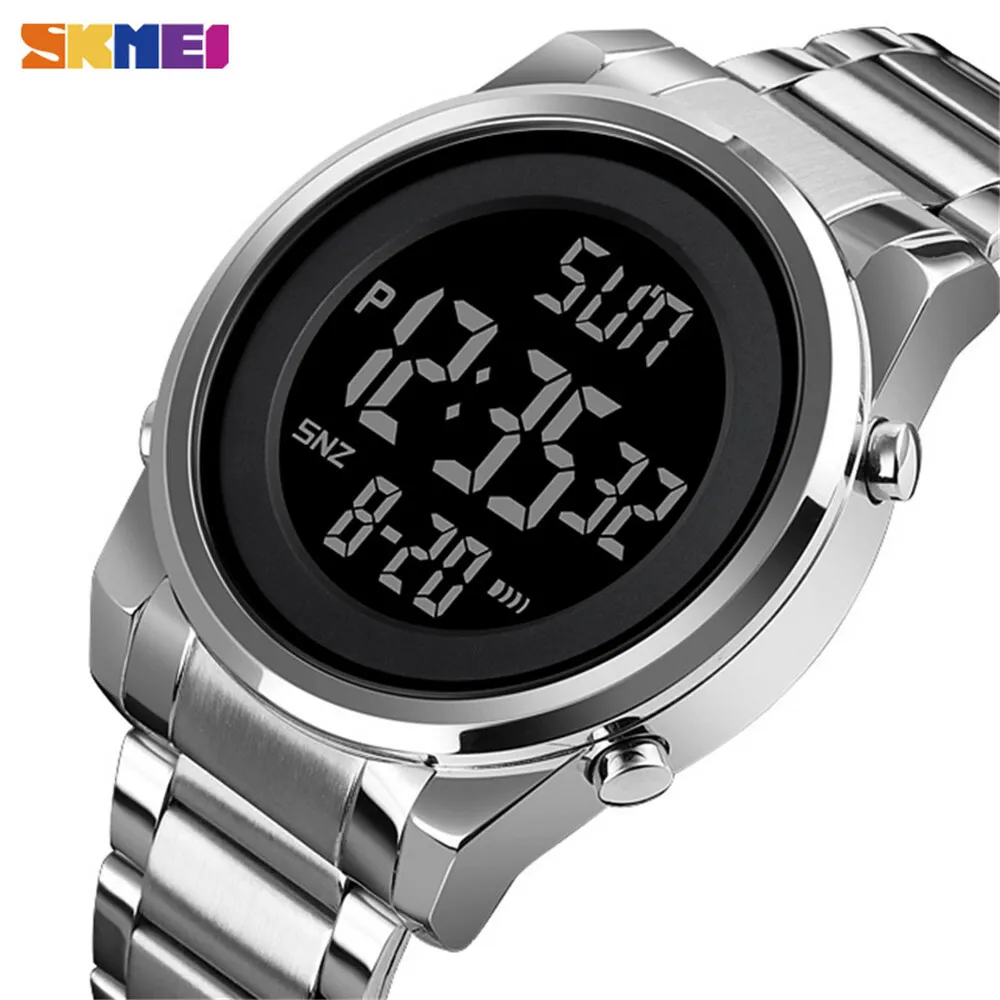 SKMEI Digital Men Watches Steel LED Wristwatch Male Electronic Alarm ...
