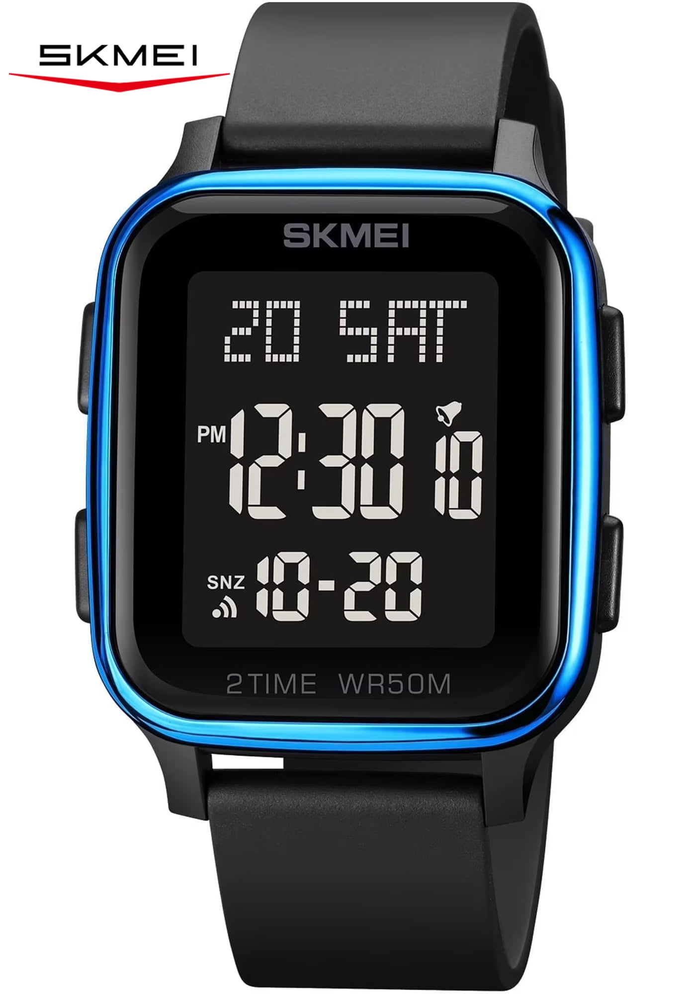 SKMEI Men's Digital Multifunction Watch, 50M Waterproof Square LED ...