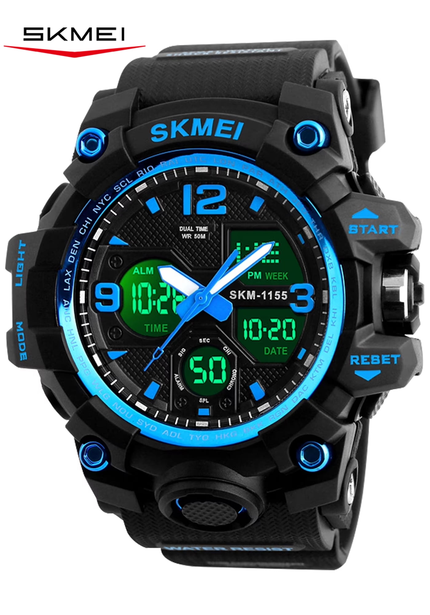 SKMEI Men's Wrist Watch,Large Face Military Waterproof Watches for Men ...