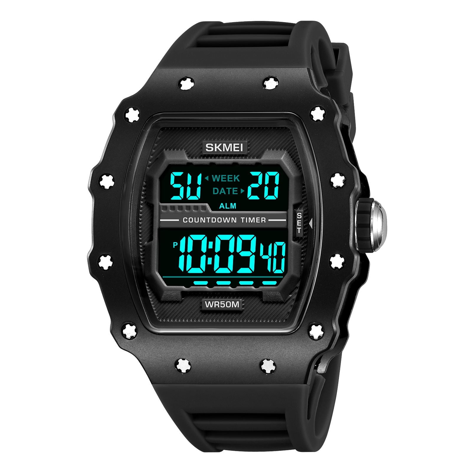 SKMEI Mens Digital Sports Watches Multifunctional 50M Waterproof LED ...
