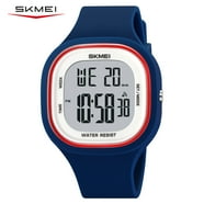 Men Digital Watch Casual Sports Wristwatch with 2 Time 5 Alarm 3ATM ...