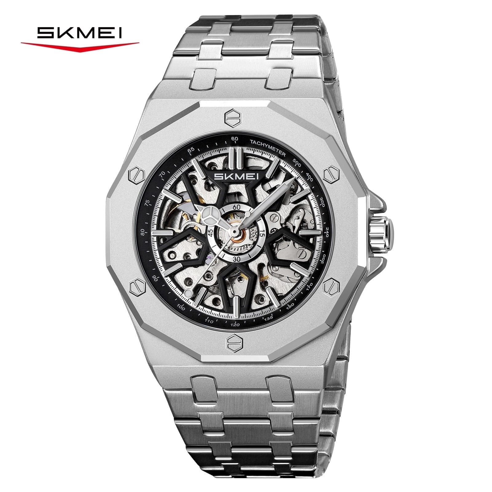 SKMEI Mens Luxury Skeleton Automatic Mechanical Wrist Watches Business ...