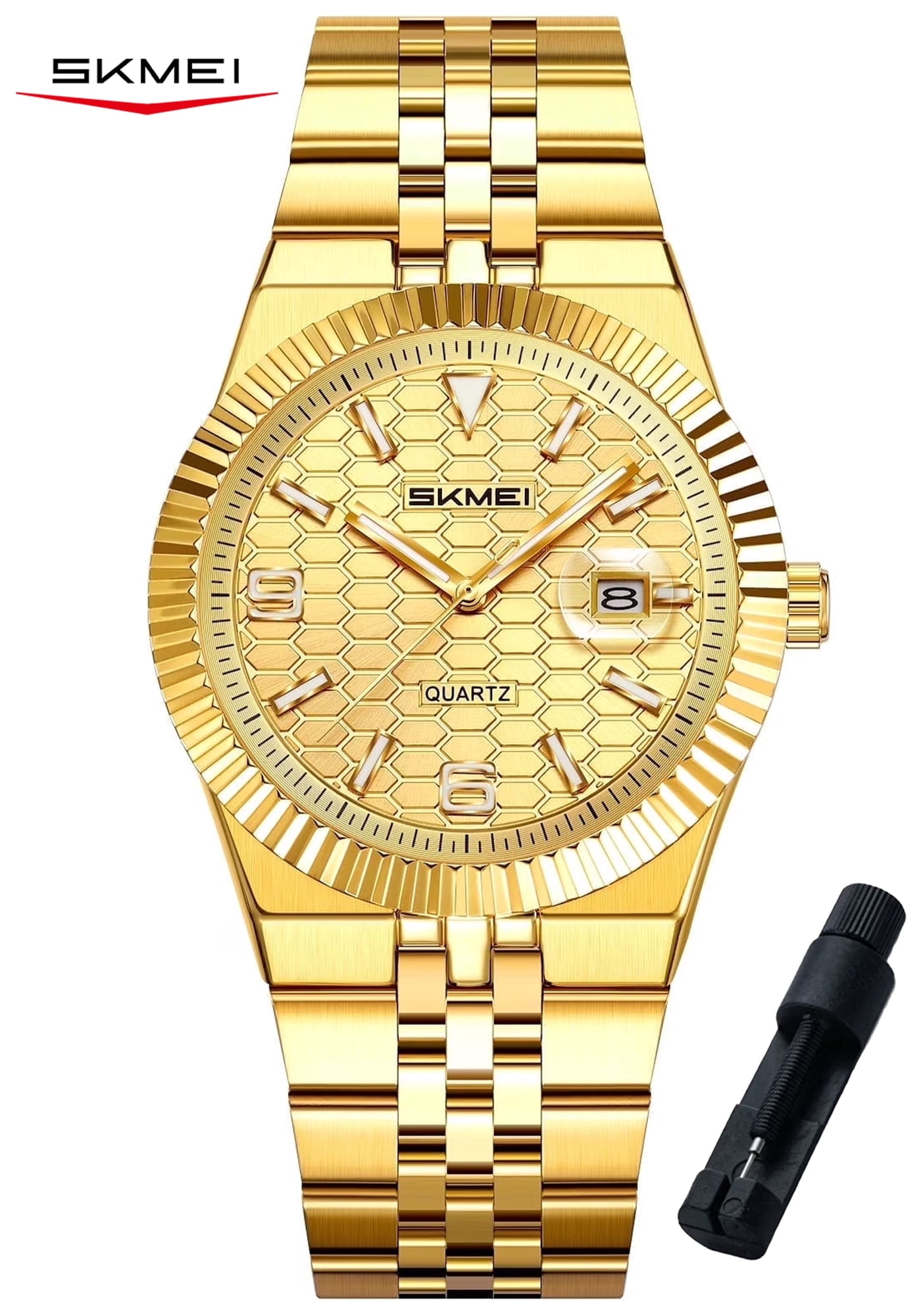 SKMEI Watch for Men Stainless Steel Waterproof Analog Quartz Mens ...