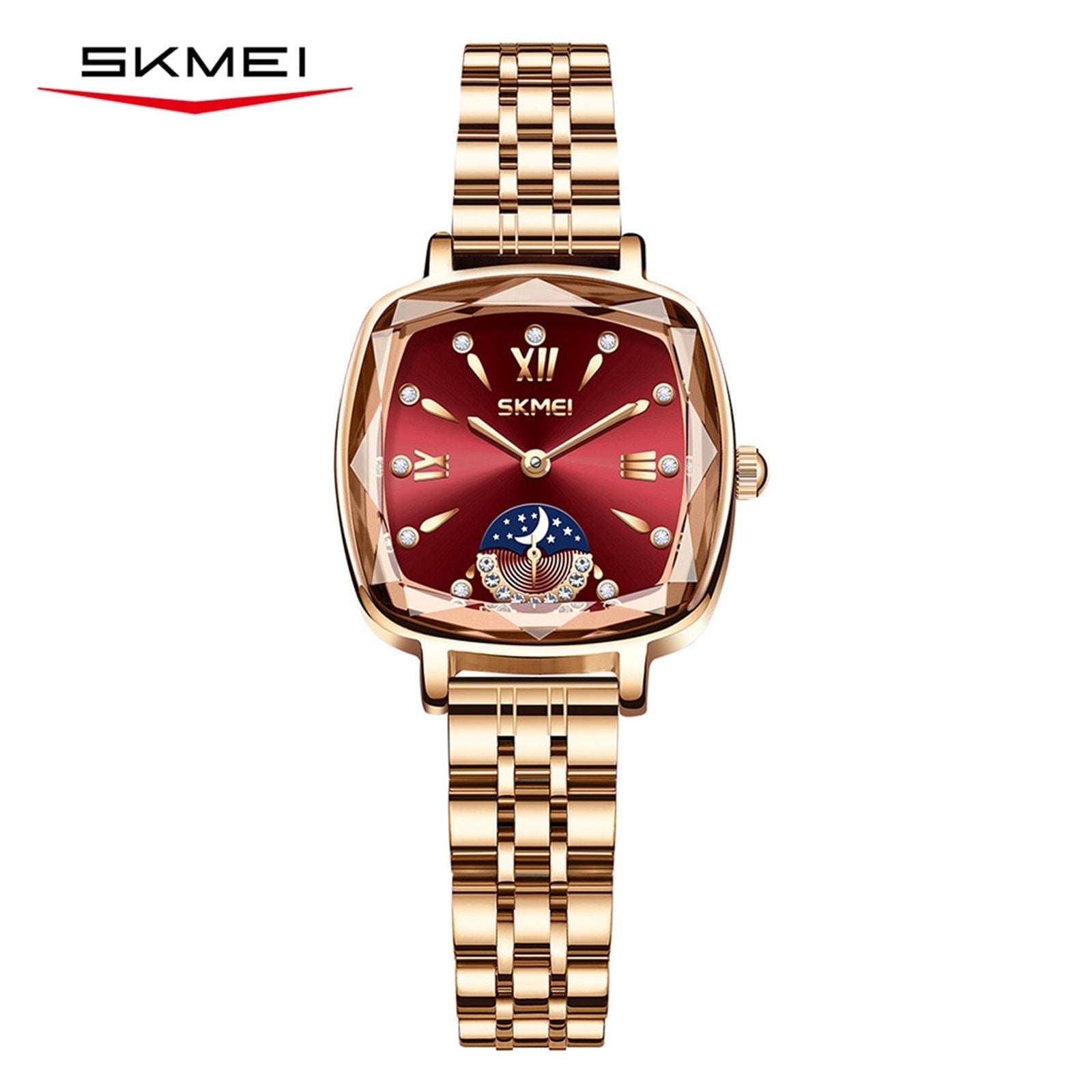 SKMEI Watch for Women Fashion Rose Gold Diamond Analog Quartz Female ...