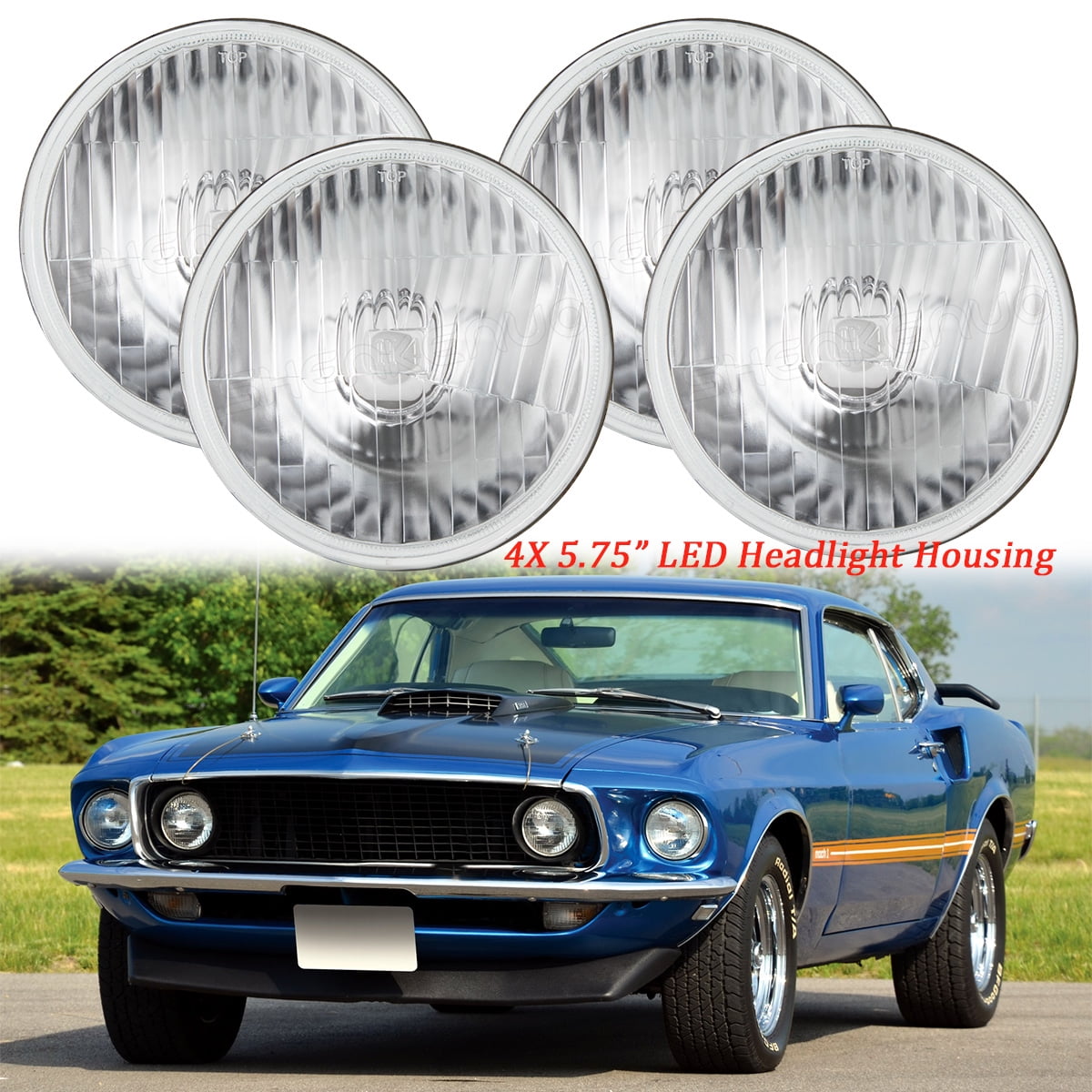 SKN 4pcs 5.75" 5-3/4 LED Headlight Hi/Lo Sealed Beam Housing for Ford ...