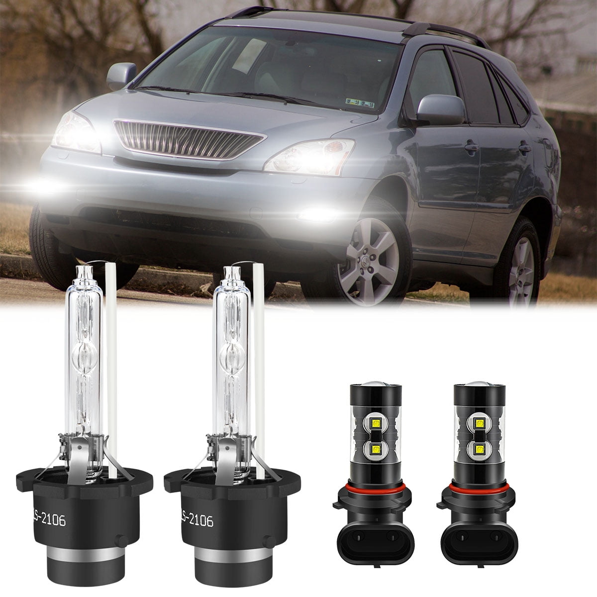 SKN For Lexus RX330 2004-2006 Front HID Headlight Low Beam + LED Fog ...