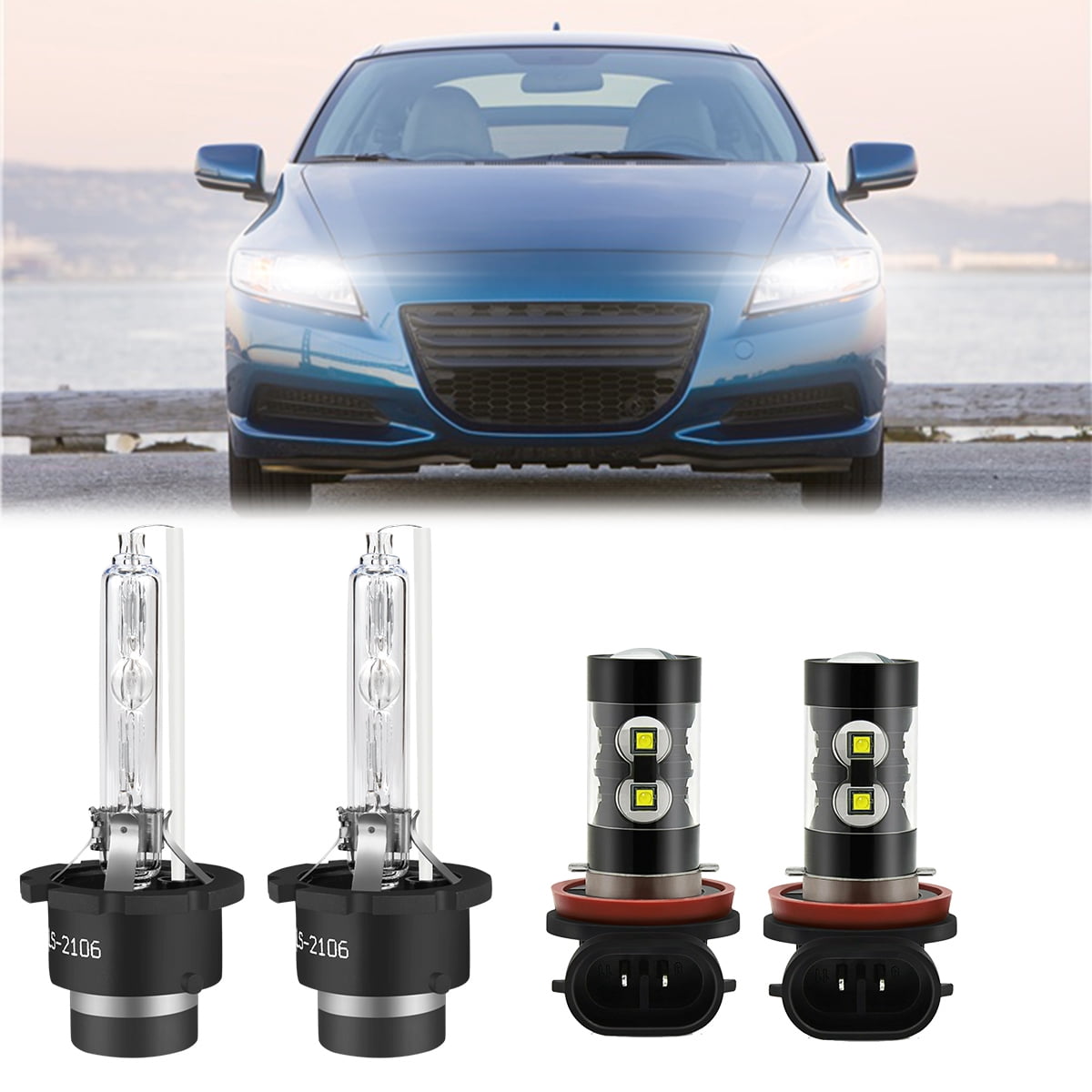 SKN H11 D4S Xenon bulbs for 2011-16 Honda CR-Z LED Headlights Low Beam + Fog Light 4pc - Walmart.com