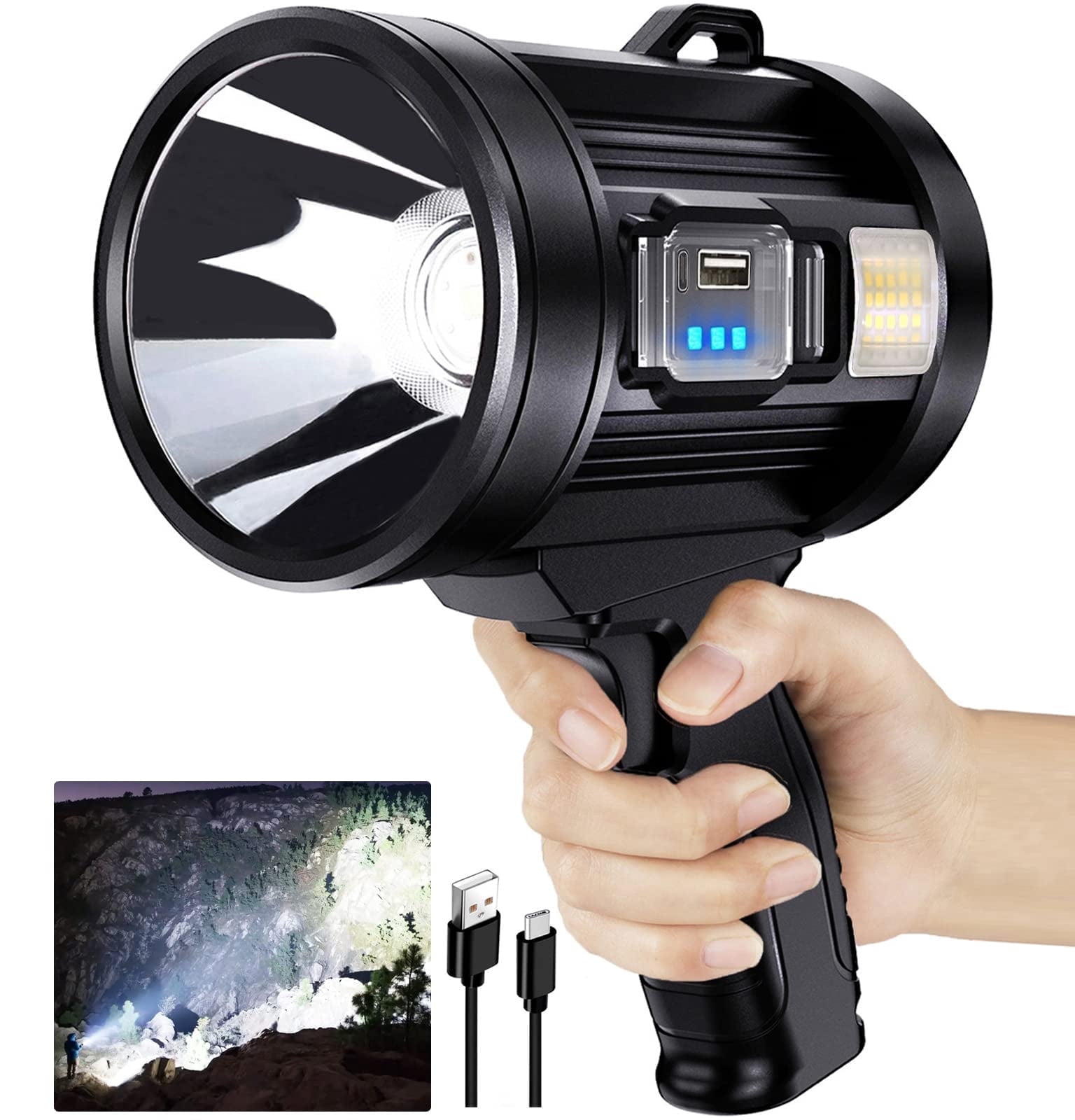 SKNSL Rechargeable Outdoor Spotlight, 900000 Lumens LED Flashlight ...