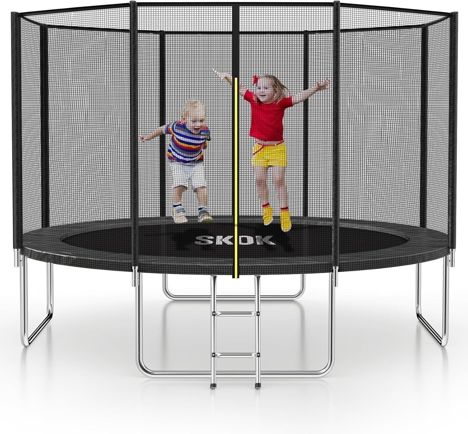 SKOK 12FT Trampoline with Enclosure Net and Ladder, 800LBS Capacity ...