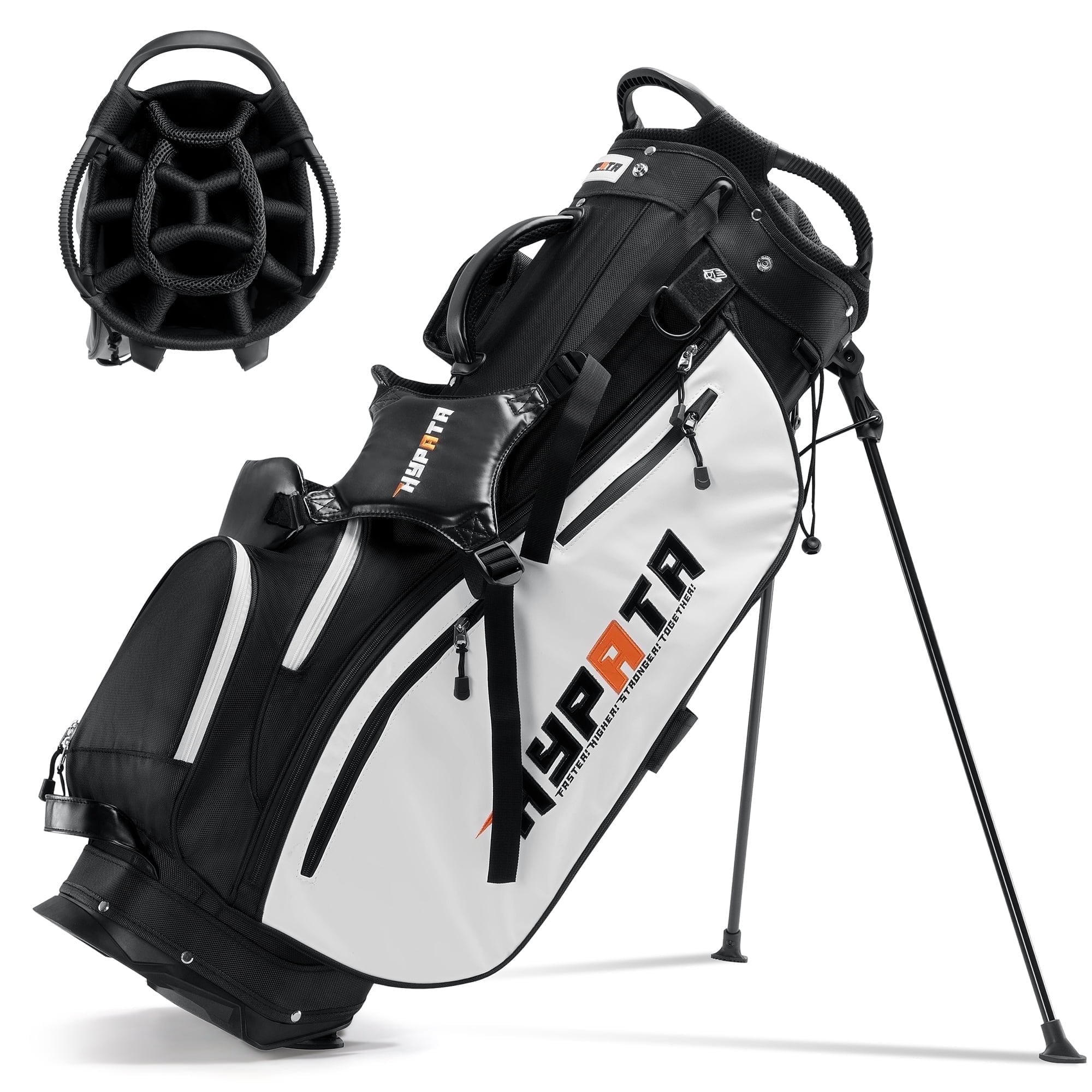 SKOK 14-Slot Stand Golf Bag with Waterproof Fabric and 8 Pockets, Black ...