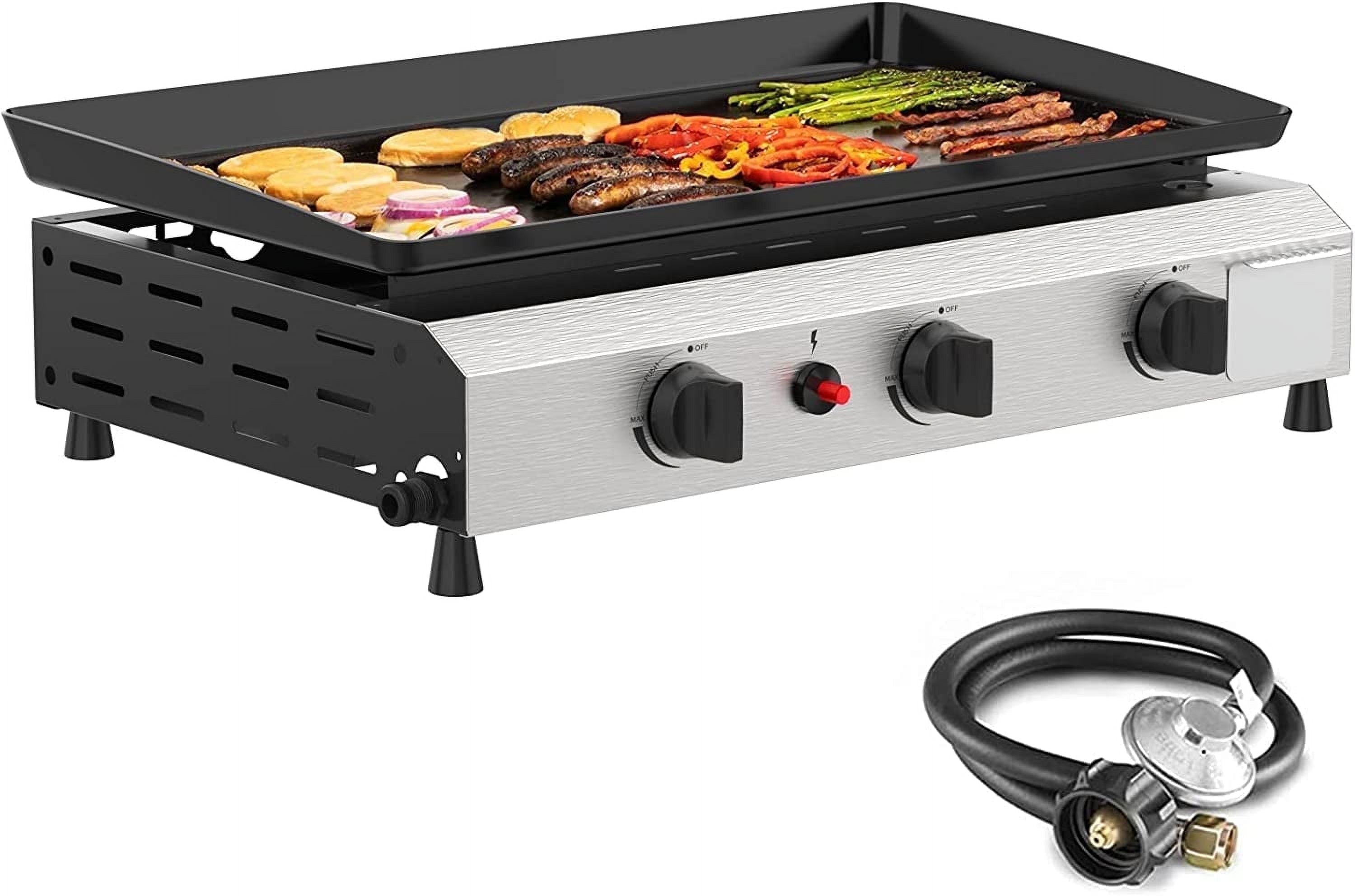 SKOK 3 Burner Outdoor Propane Griddle - Portable Gas Grill with Side ...