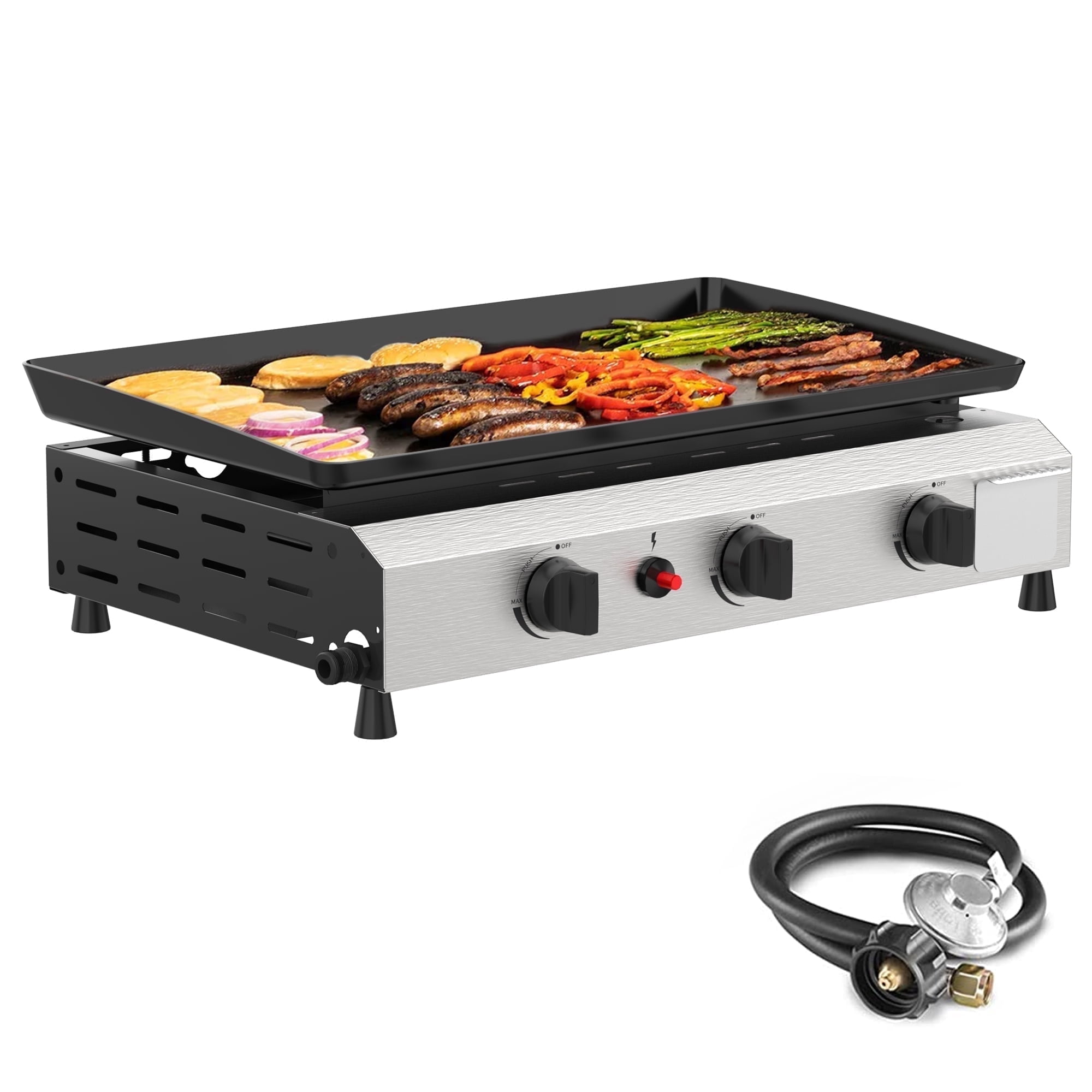 SKOK 3 Burner Outdoor Propane Griddle - Portable Gas Grill with Side ...