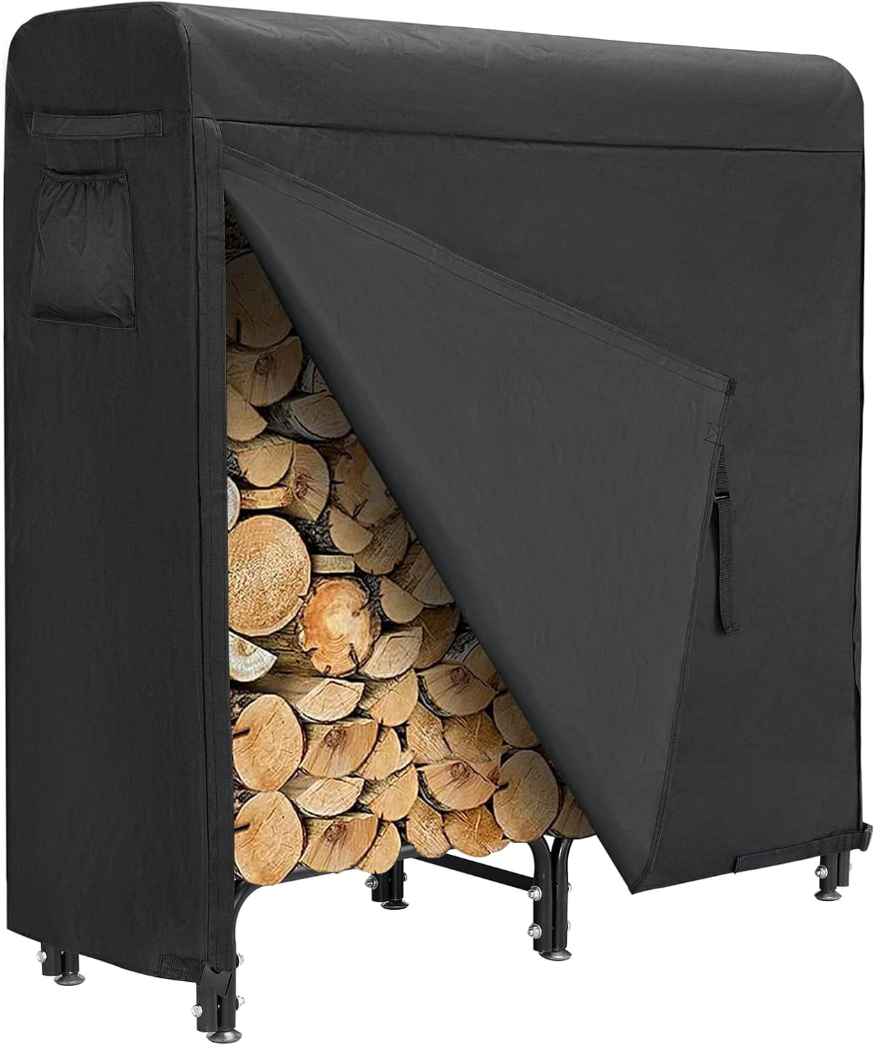 SKOK 4FT Heavy Duty Firewood Rack with 600D Waterproof Cover, 350 LB ...