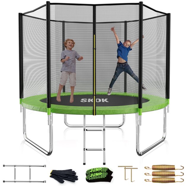 SKOK 8FT Trampoline for Adults/Kids, 600lbs Capacity with Safety ...