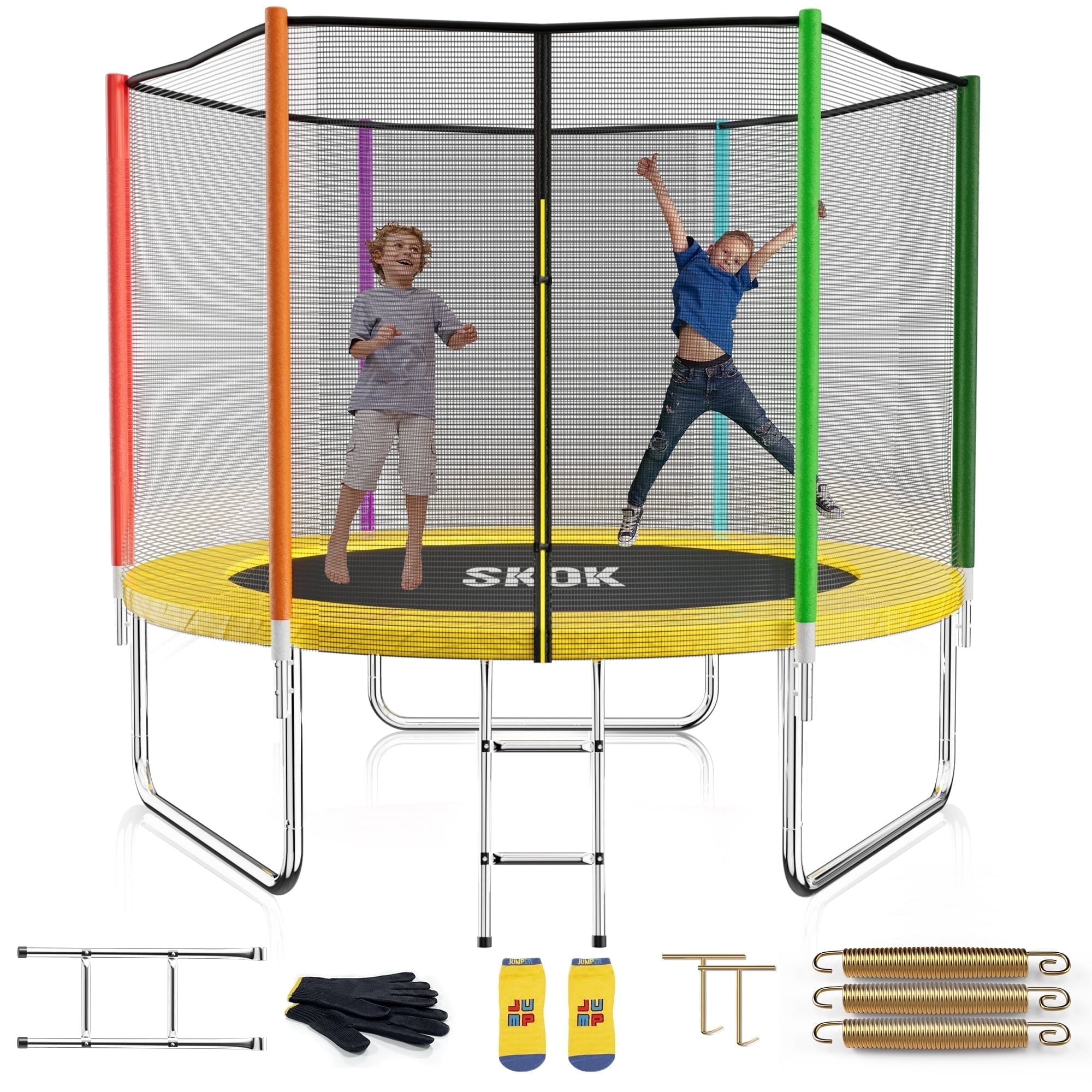 SKOK 8FT Trampoline with 400LBS Capacity and Ladder for Kids&Adults ...