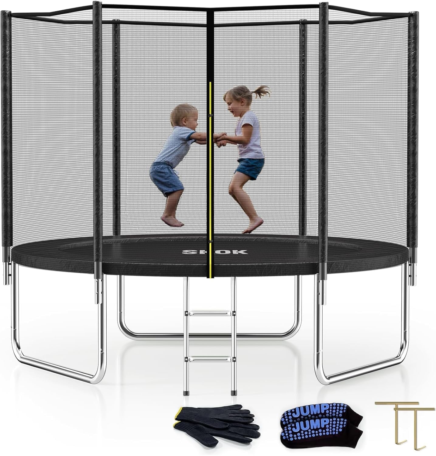 SKOK Large 8FT Trampoline with Cage, 400LBS Capacity for Kids and ...