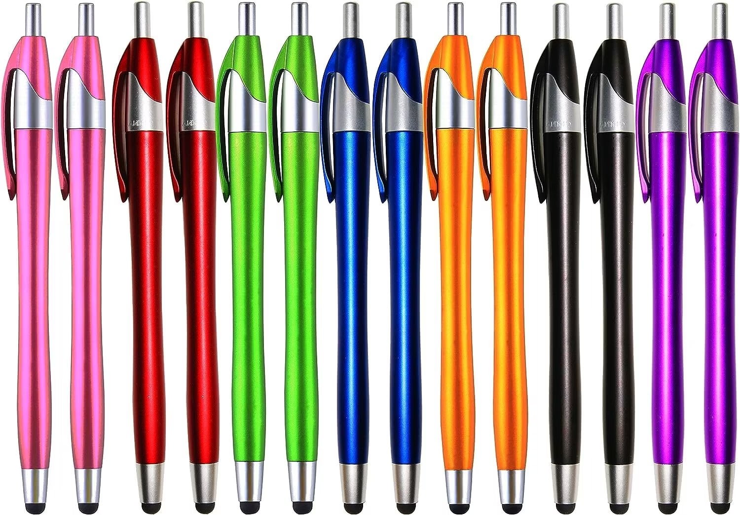 SKOLOO Stylus Pens for Touch Screens,Pack of 14, 2-in-1 Click Ball Pen ...