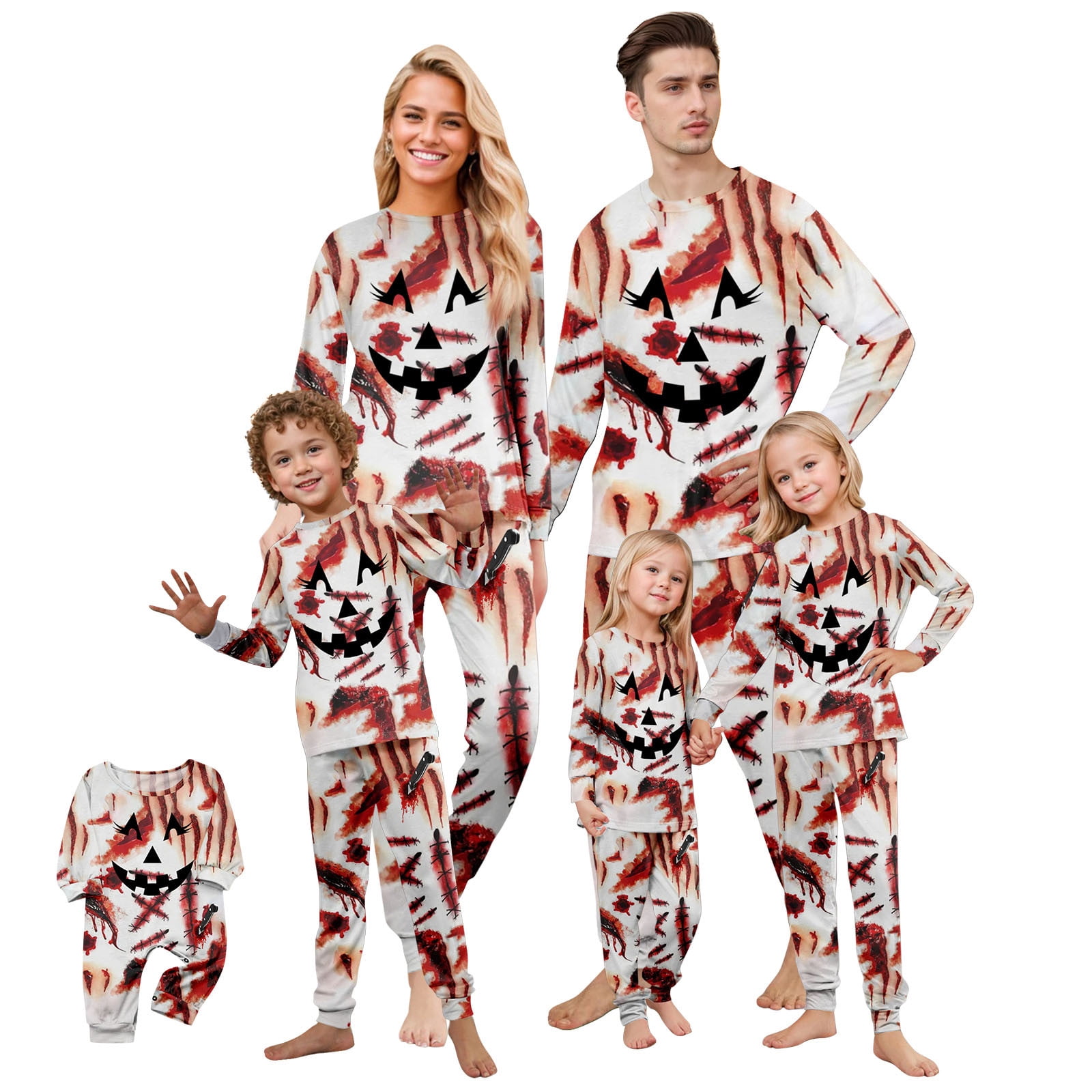 SKOQIEA Family Halloween Pajamas Matching Sets – Scary Pumpkin Face ...