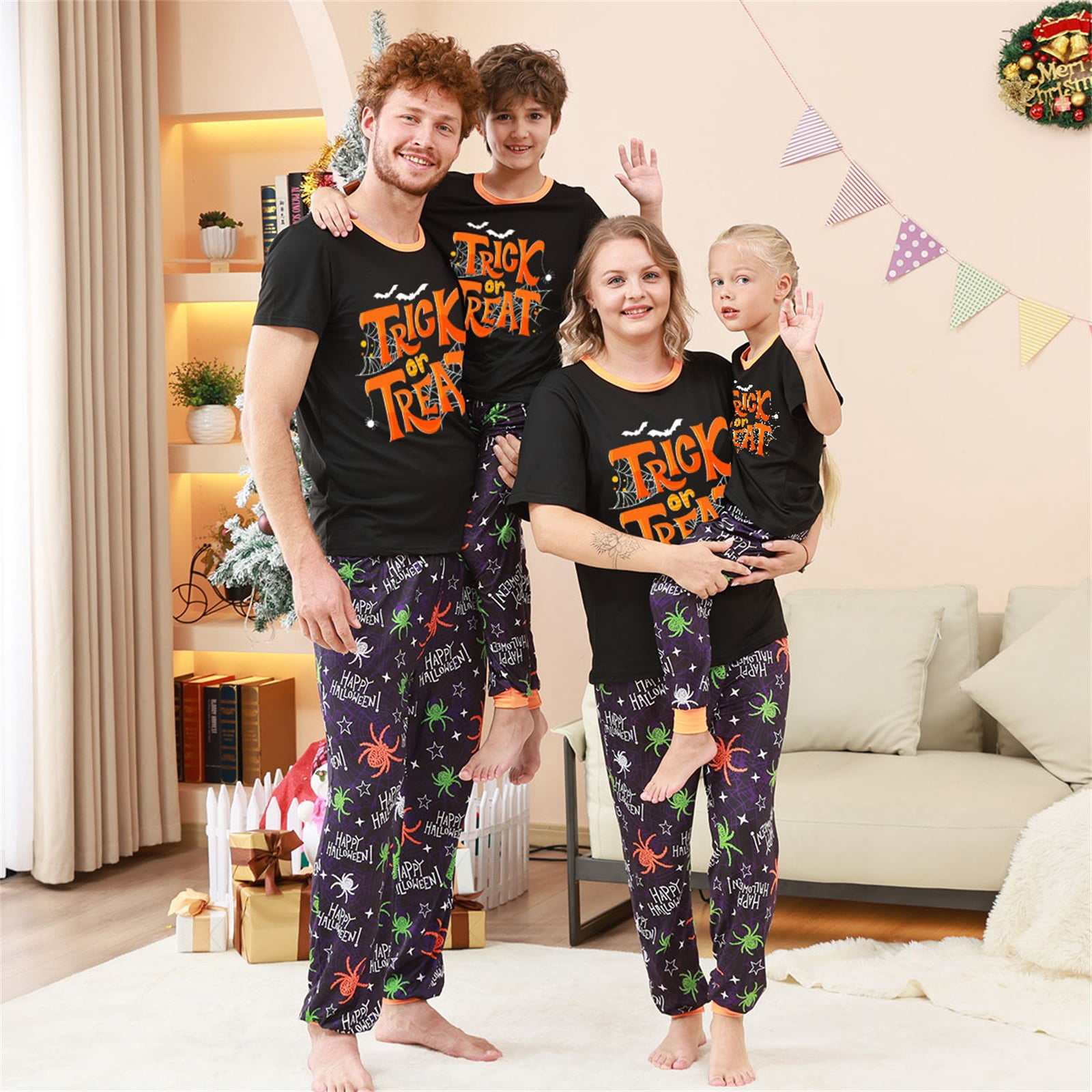 SKOQIEA Family Matching Halloween Pajamas Set – Trick or Treat Spider ...
