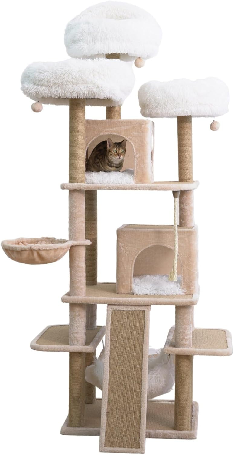 SKPYX Castle Cat Tree - A Dynamic Complex Cat Tower with Cat Hammock ...