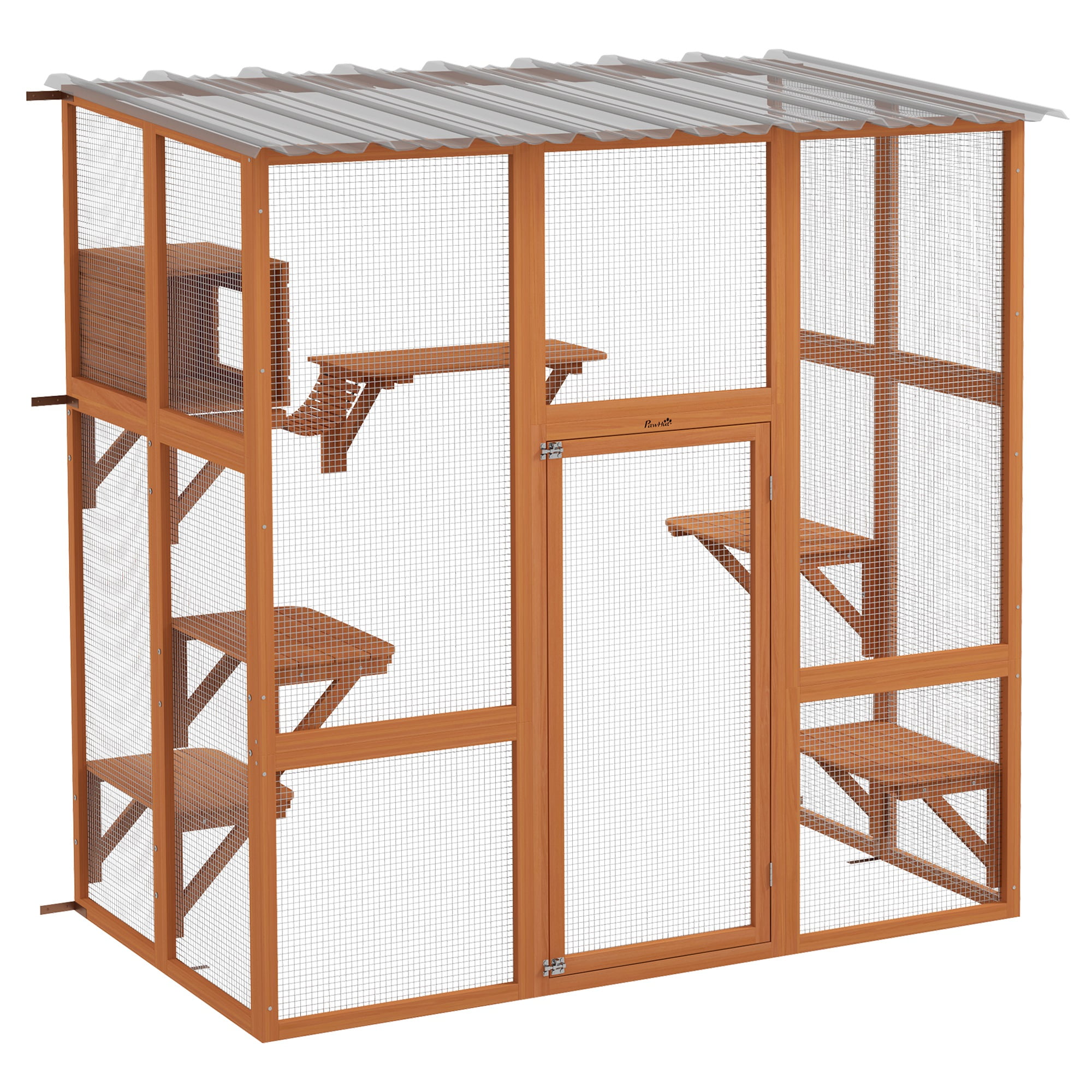 SKPYX Outdoor Cat Enclosure, Large Cat House, Wooden Cat Window Box ...