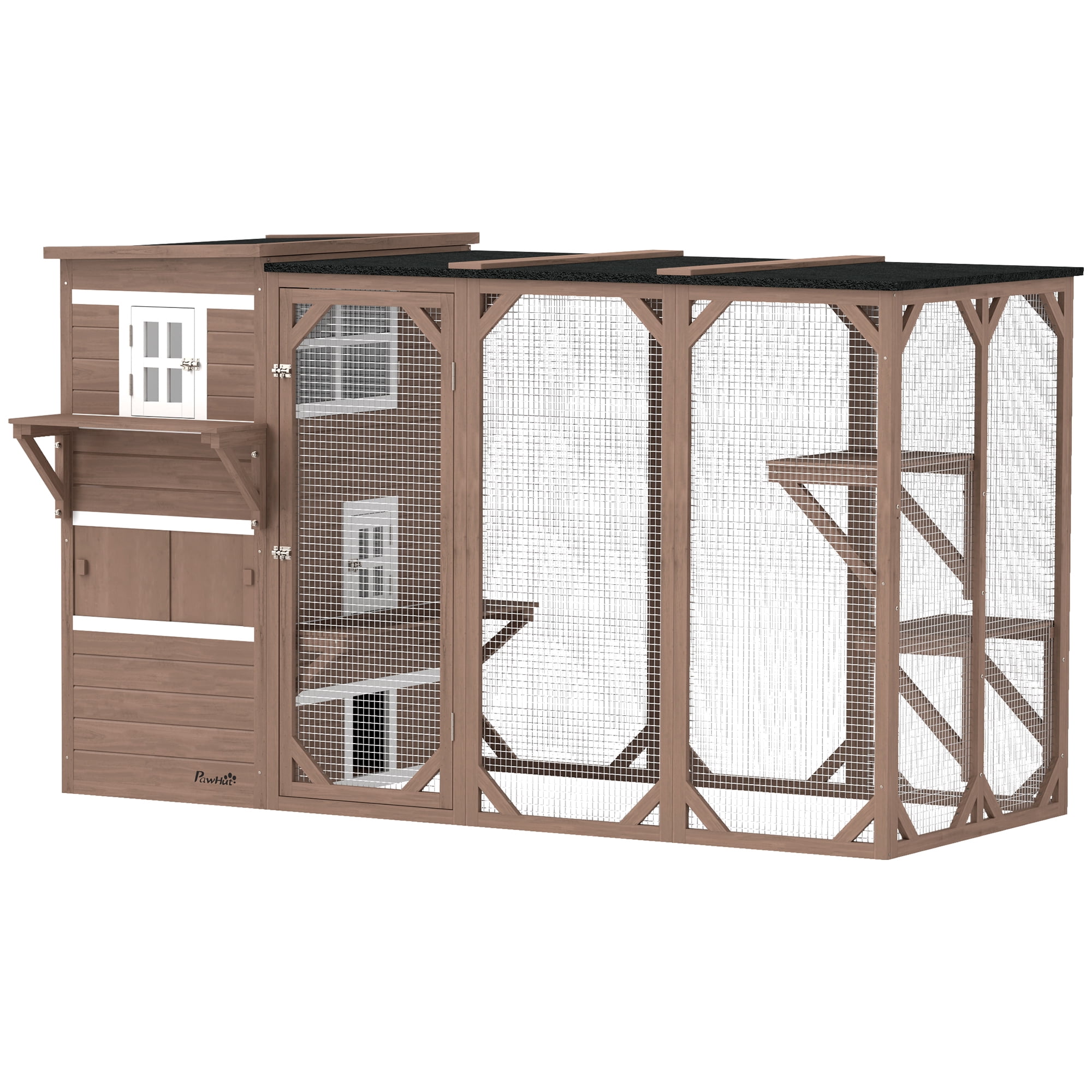 SKPYX Outdoor Cat Enclosure, Large Wood Kitten Cat House Enclosure with ...