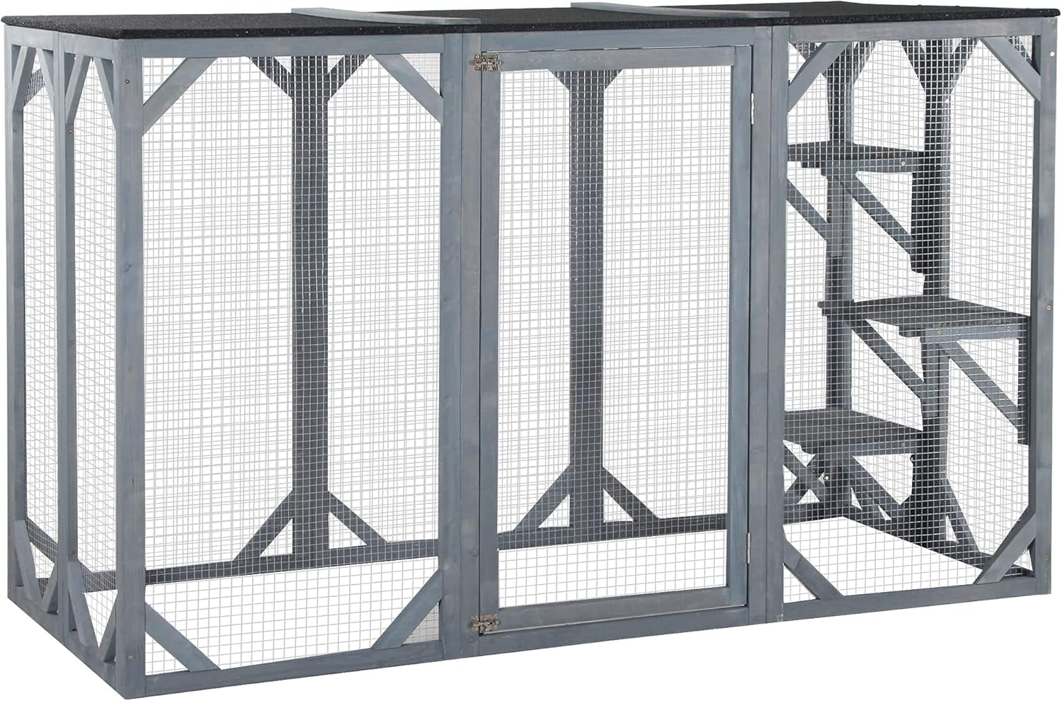 SKPYX Outdoor Wooden Feral Cat Shelter: Large Cat Cage with Multiple ...