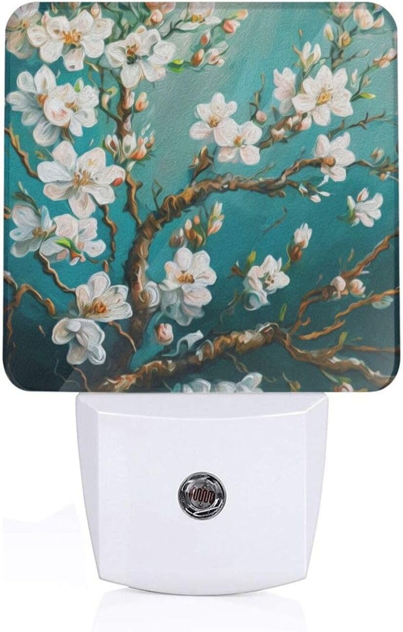 SKQIT Blossoming Almond Tree Night Light, Dusk to Dawn Smart Sensor ...