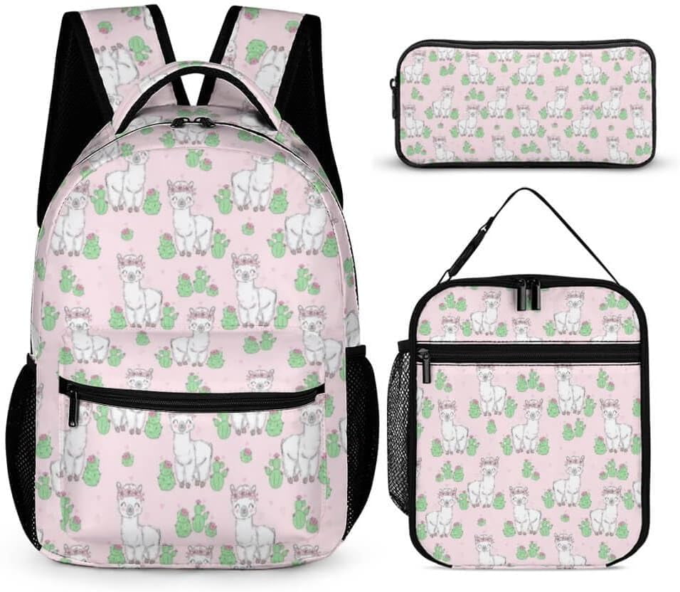 SKQIT Cute Alpaca 3 Piece Backpack Sets With Lunch Bag Pencil Case ...