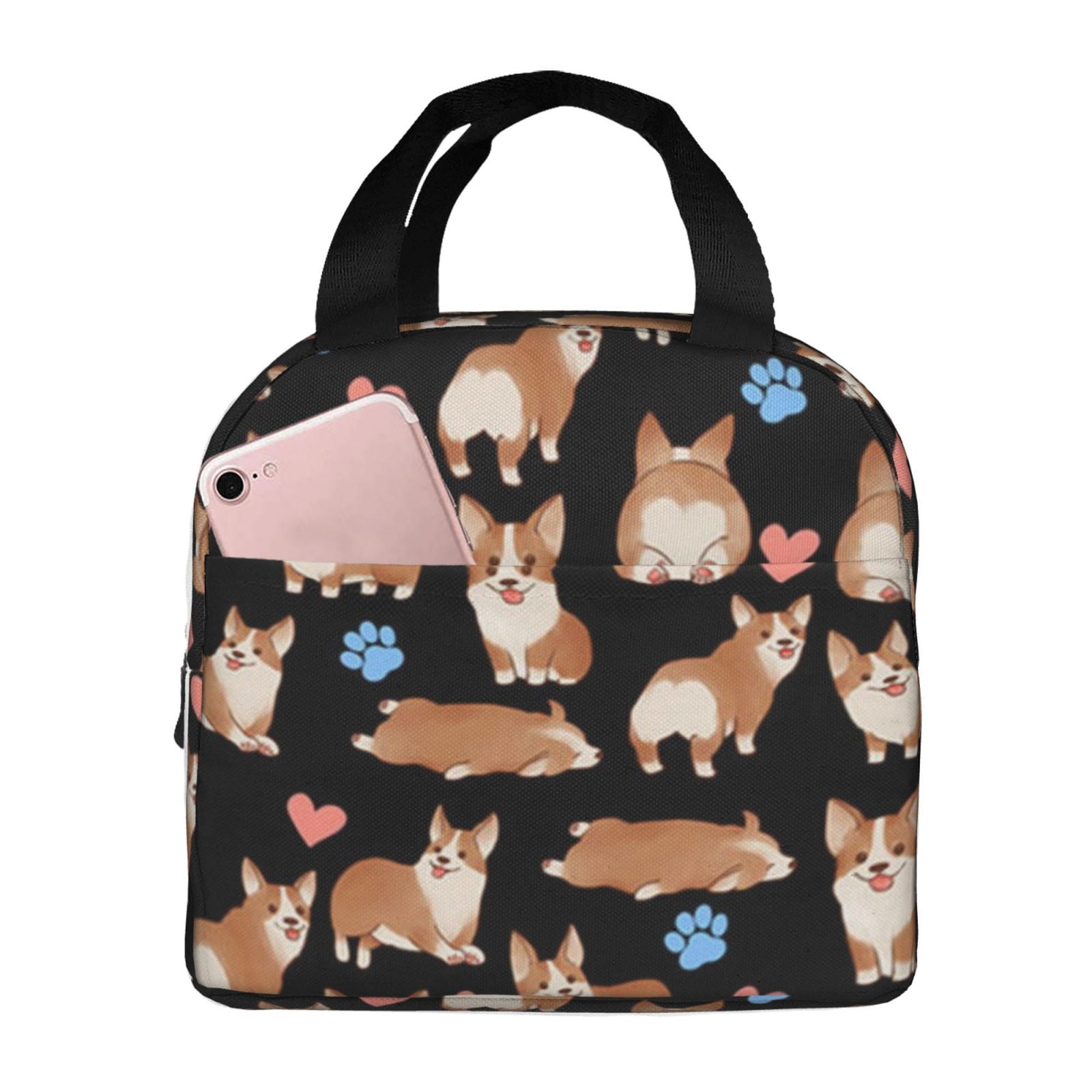 SKQIT Cute Corgis Pattern Insulated Lunch Bag Thermal Cooler Lunch Box ...