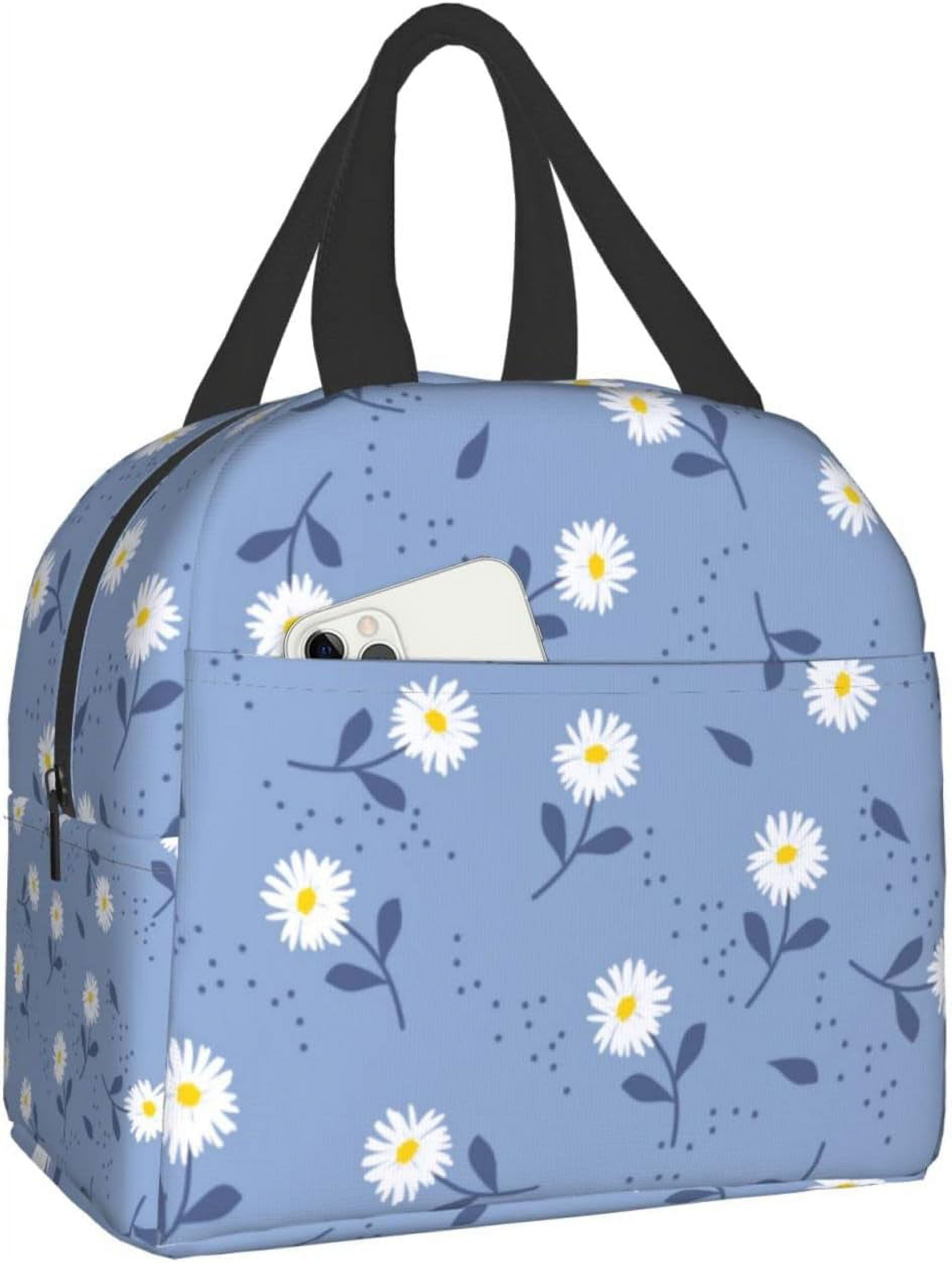 SKQIT Cute Daisy Pattern Insulated Lunch Bag Thermal Cooler Lunch Box ...