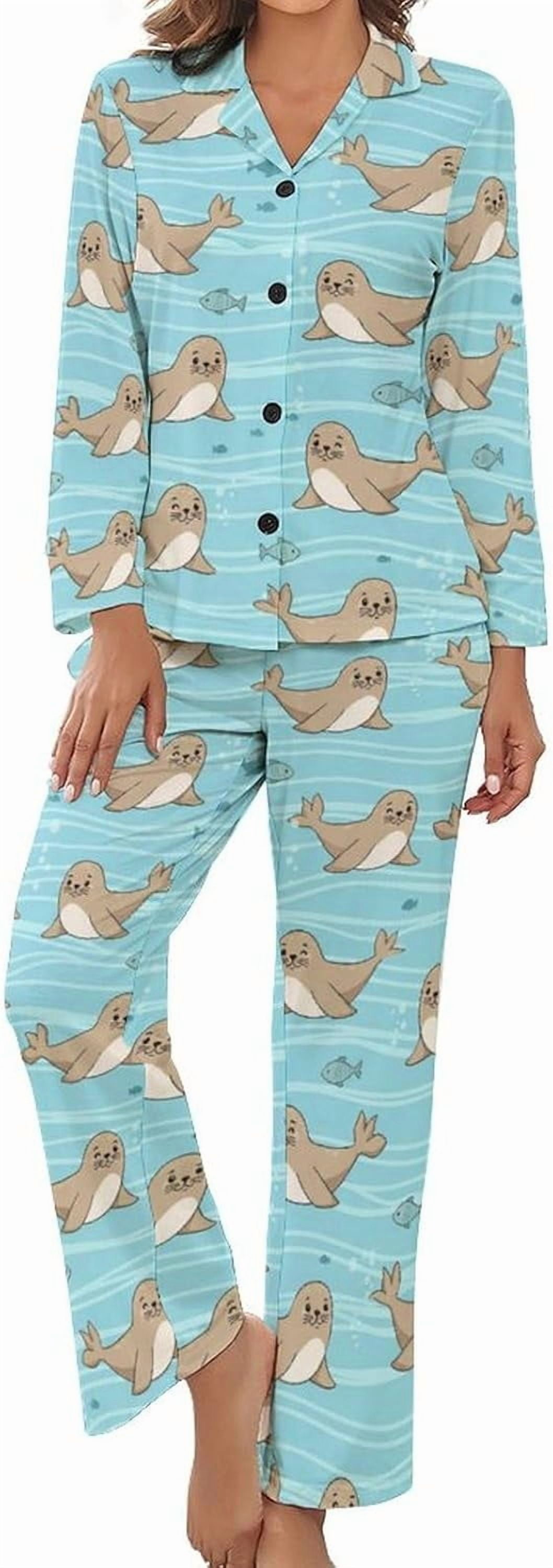 SKQIT Cute Seals Swimming Women's Long-Sleeve Shirt And Full-Length ...