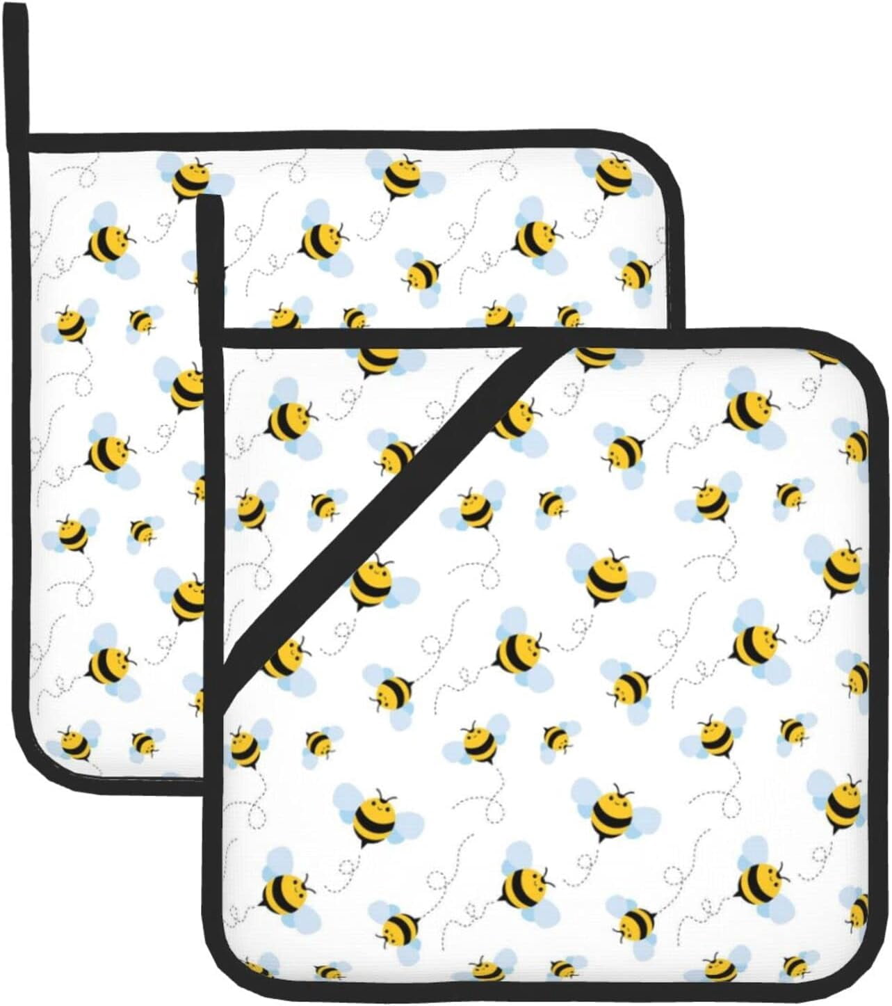 SKQIT Funny Honey Bee Print Pot Holders Set of 2, Kitchen Heat ...