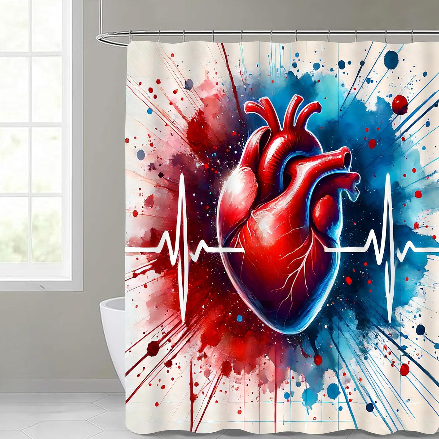 SKQIT Heart Art Shower Curtain for Bathroom Home Decor, Waterproof ...
