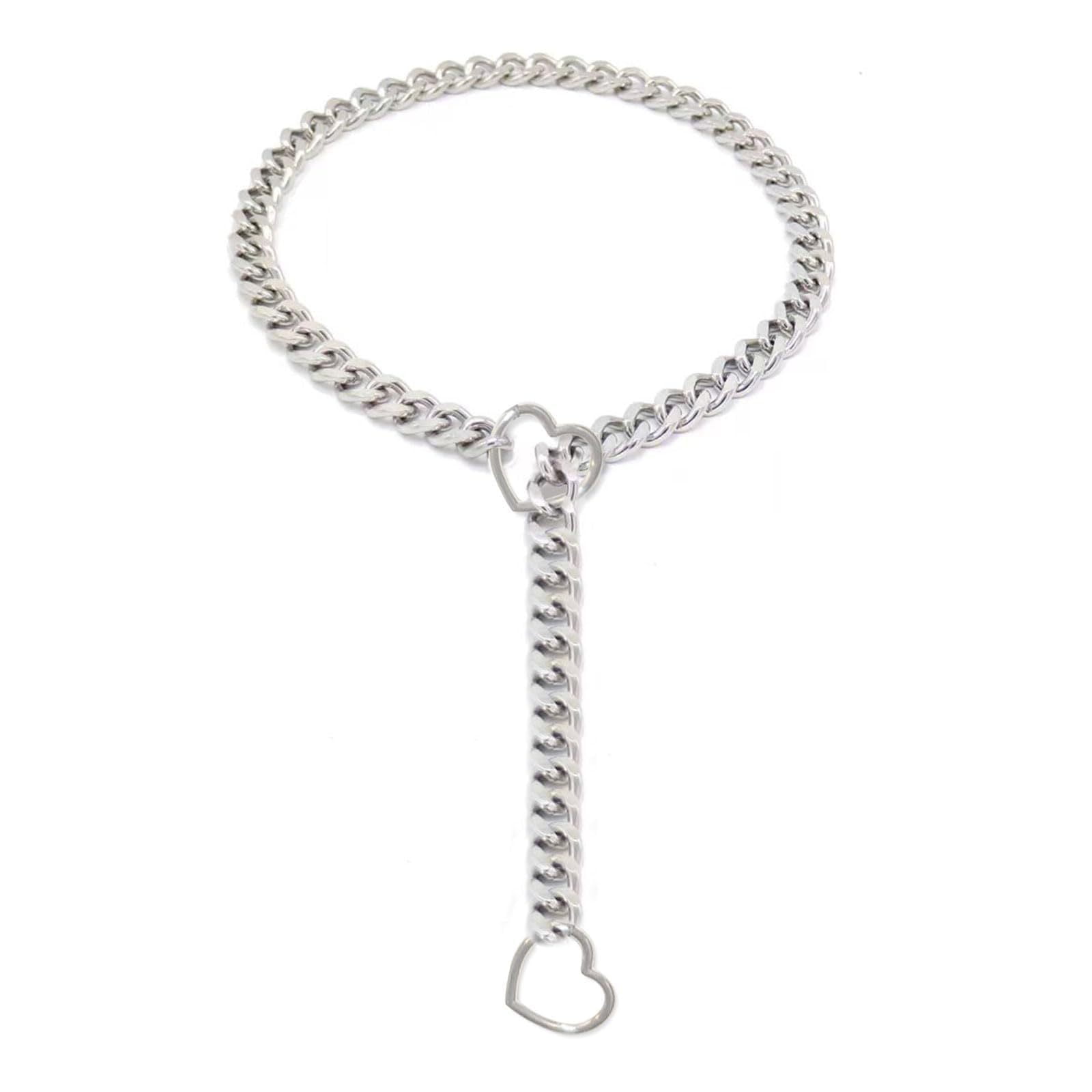 SKQIT Heart O-ring Slip Chain Necklace for Women Punk Rock Stainless ...