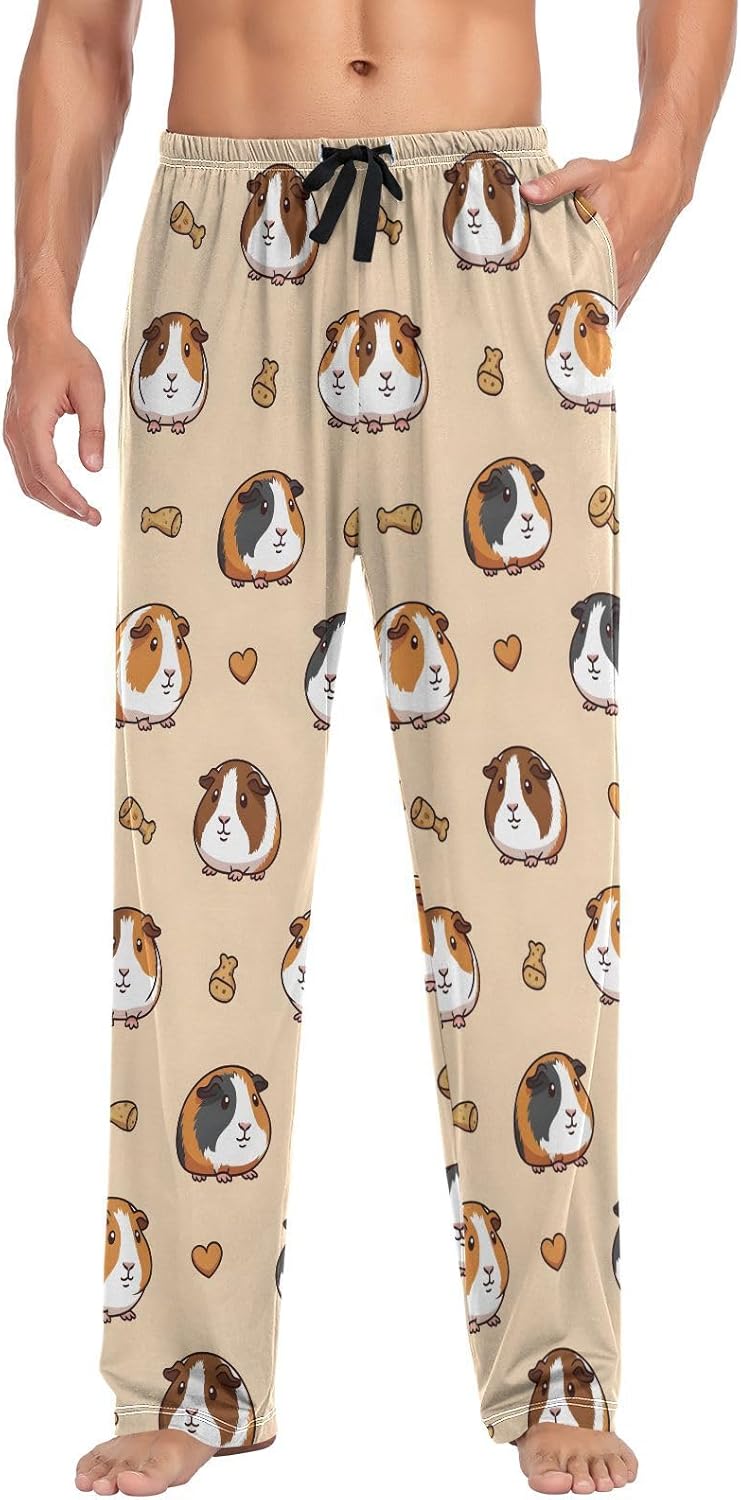 SKQIT Mens Pajama Pants Guinea Pigs and Hearts Pattern Soft Lounge ...