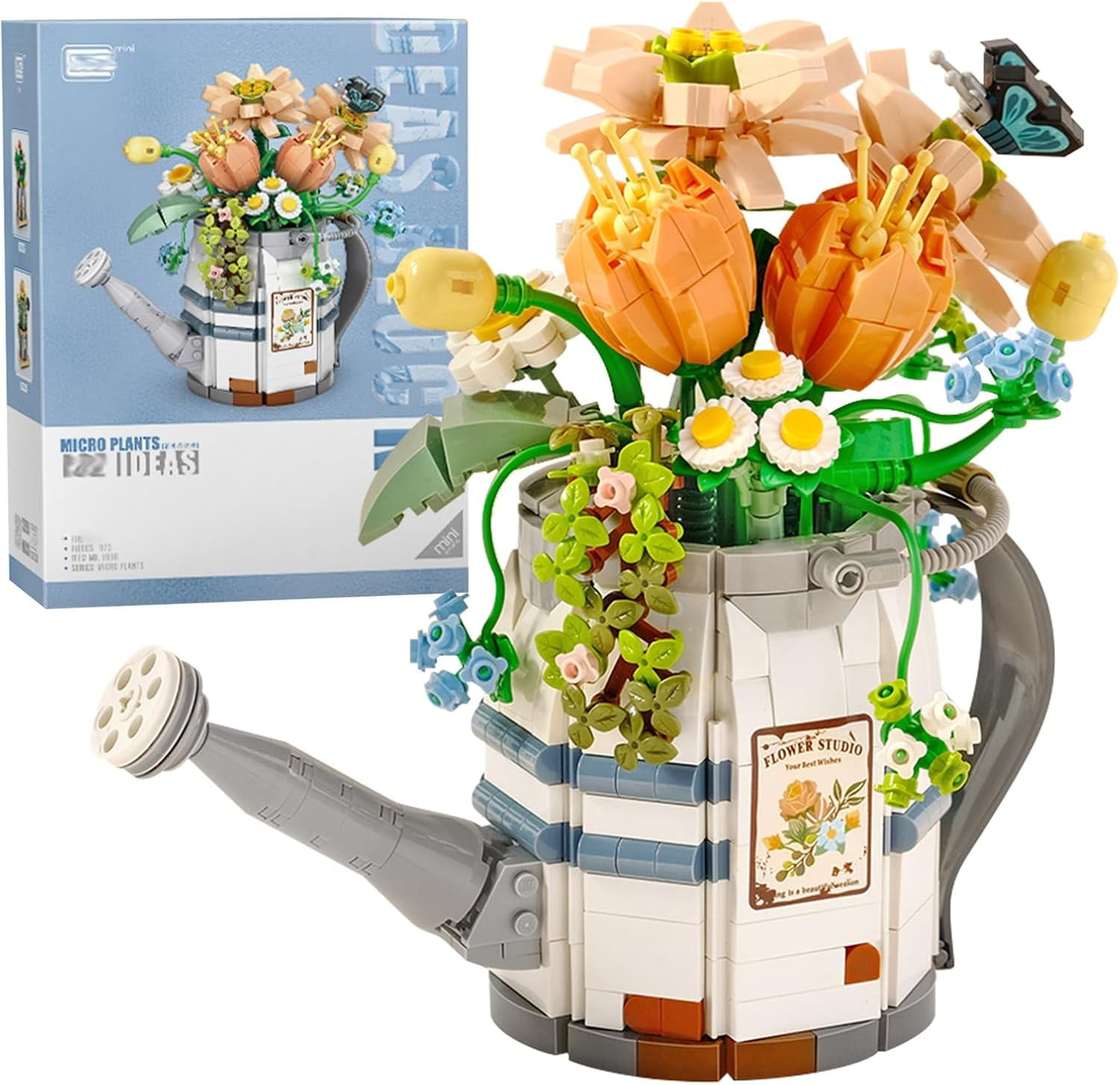 SKQIT Mini Building Blocks Watering Pot Bonsai Plant Model Set,Creative ...