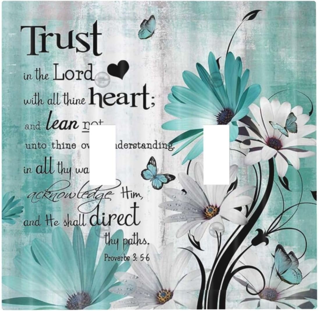 SKQIT Outlet Covers Wall Plate, Farm Teal Daisy Bible Verse Print ...