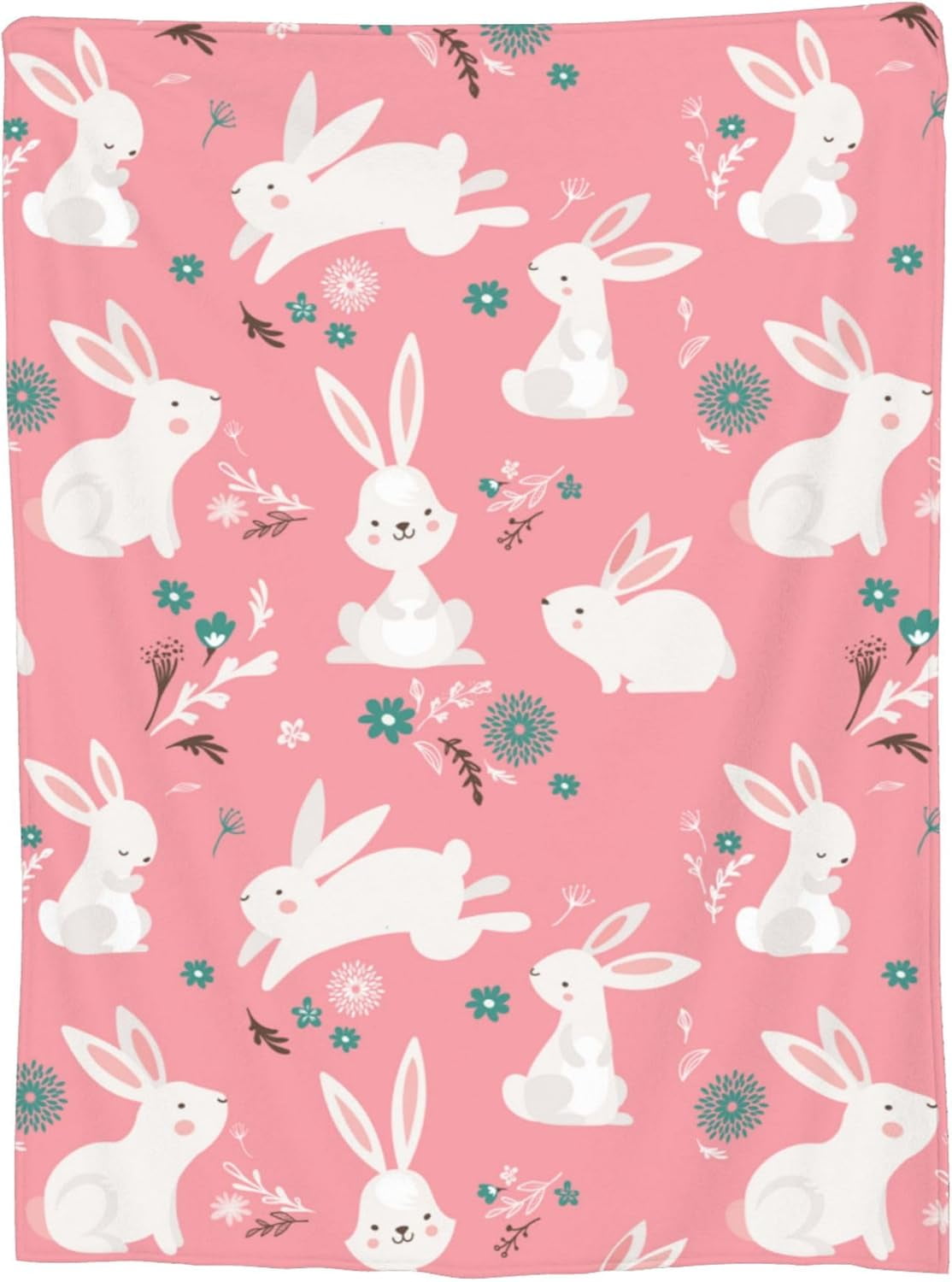 SKQIT Pink Cute Bunny Blanket, Soft Lightweight Flannel Fleece Throw ...