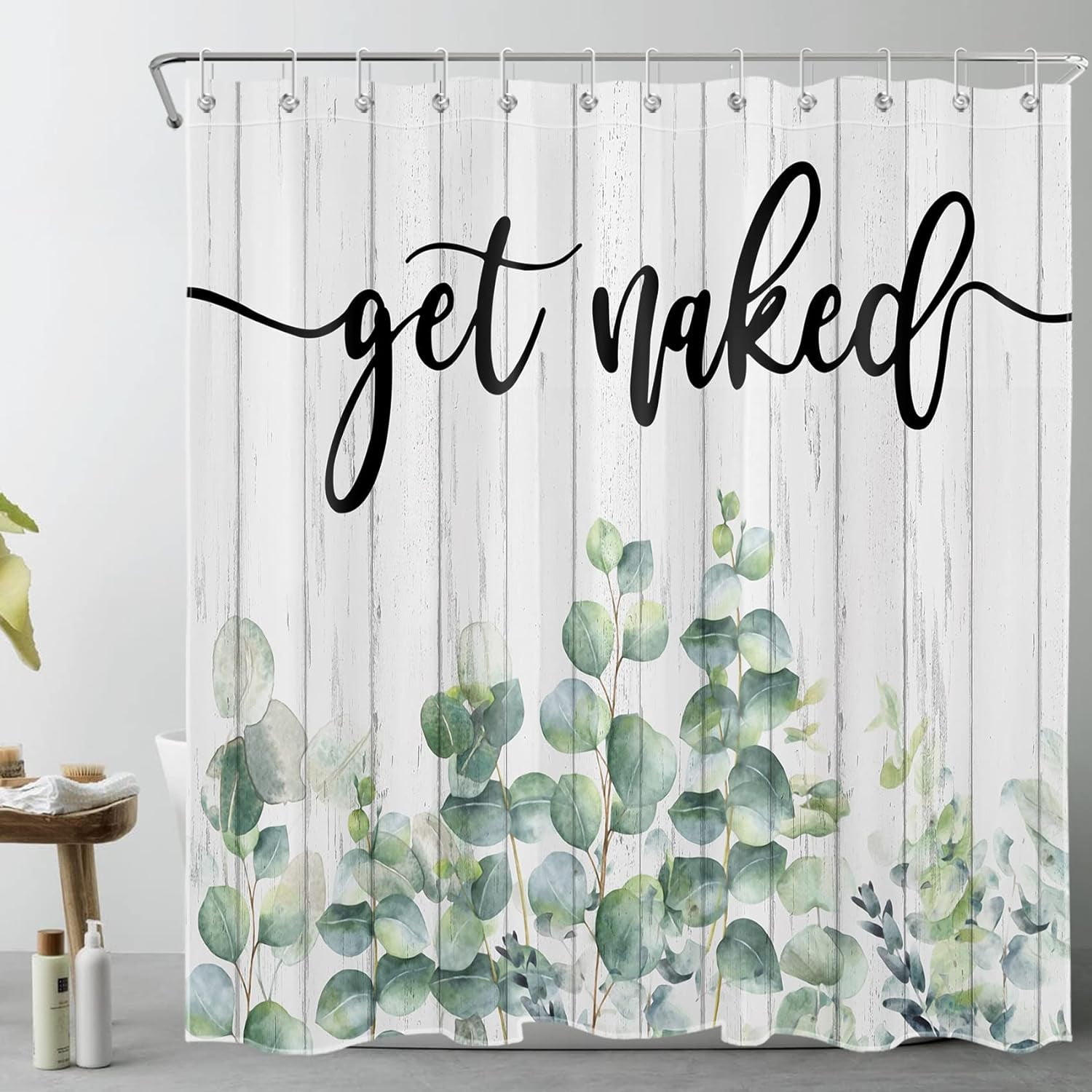 SKQIT Sage Green Leaf and Funny Words Shower Curtain for Bathroom ...