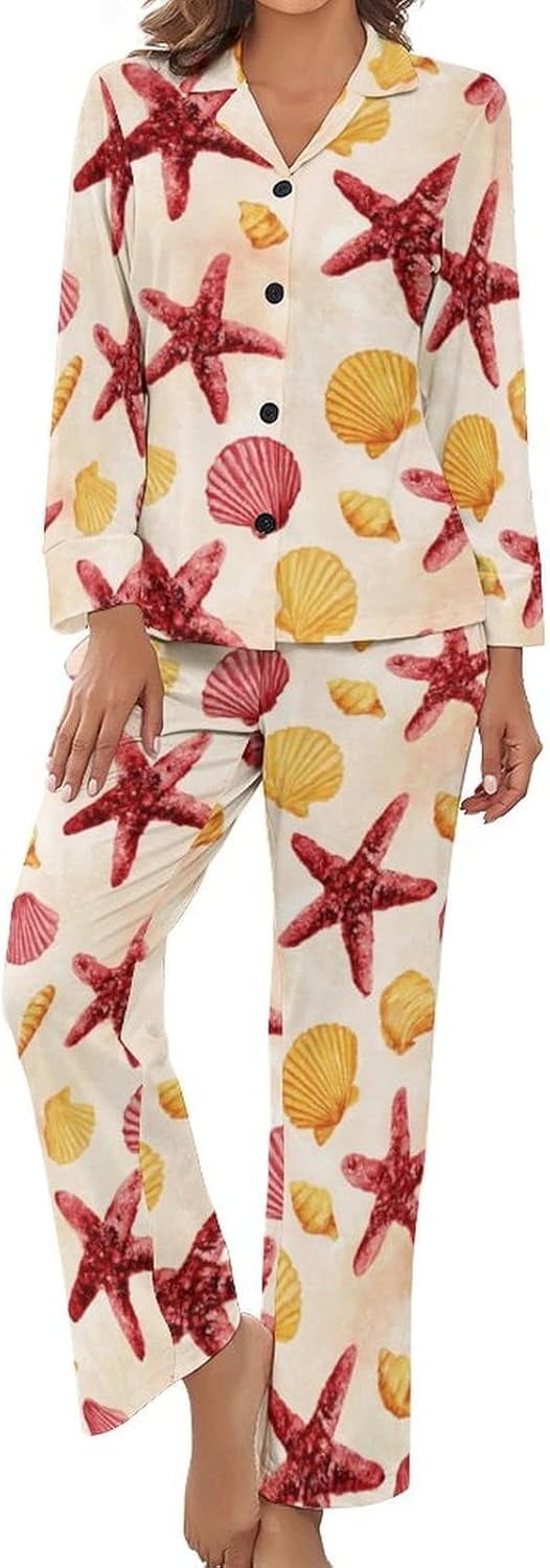 SKQIT Seashells Starfish Women's Long-Sleeve Shirt And Full-Length ...