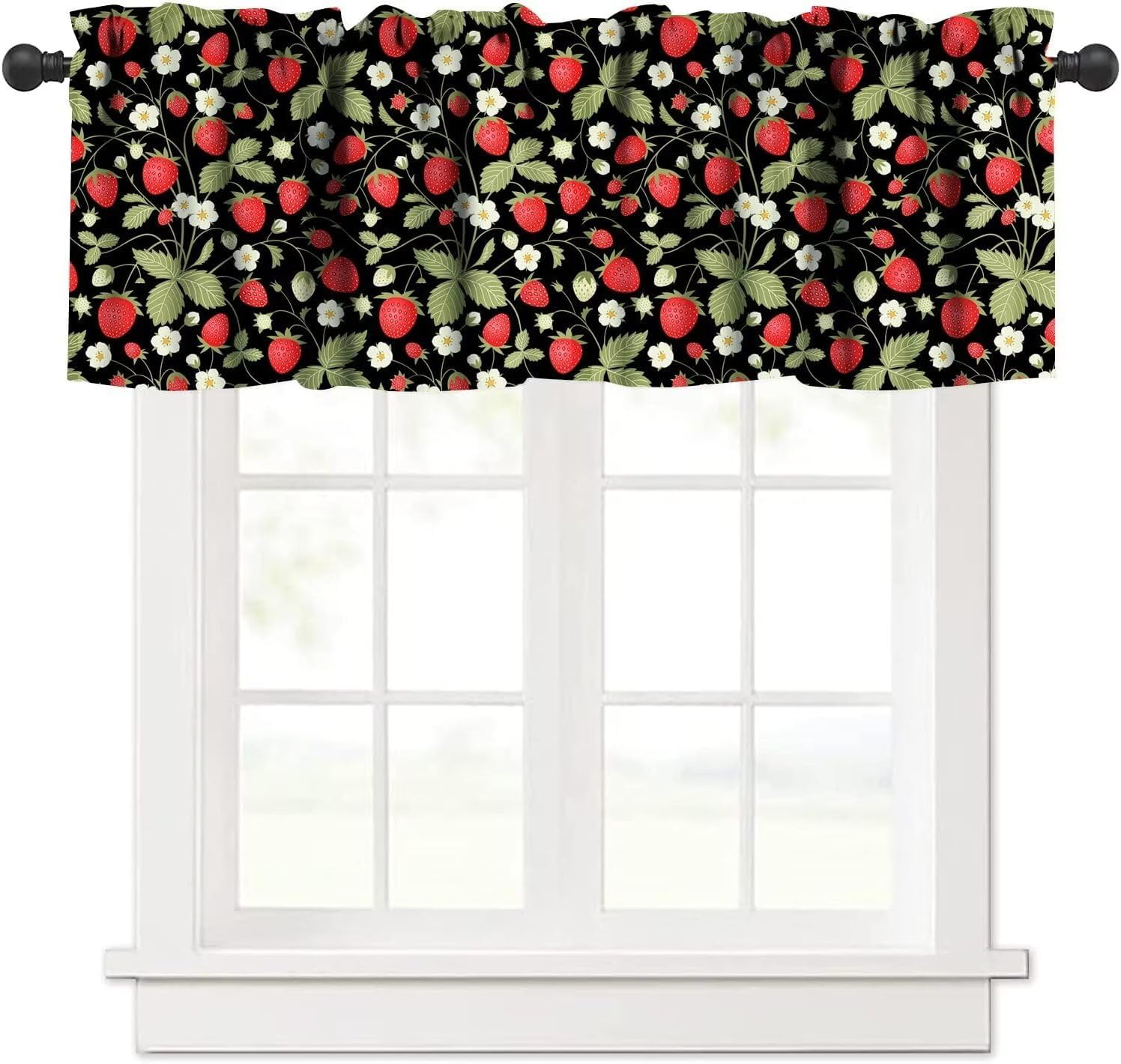 SKQIT Strawberries Curtain Valance for Windows, Window Treatments 1 ...