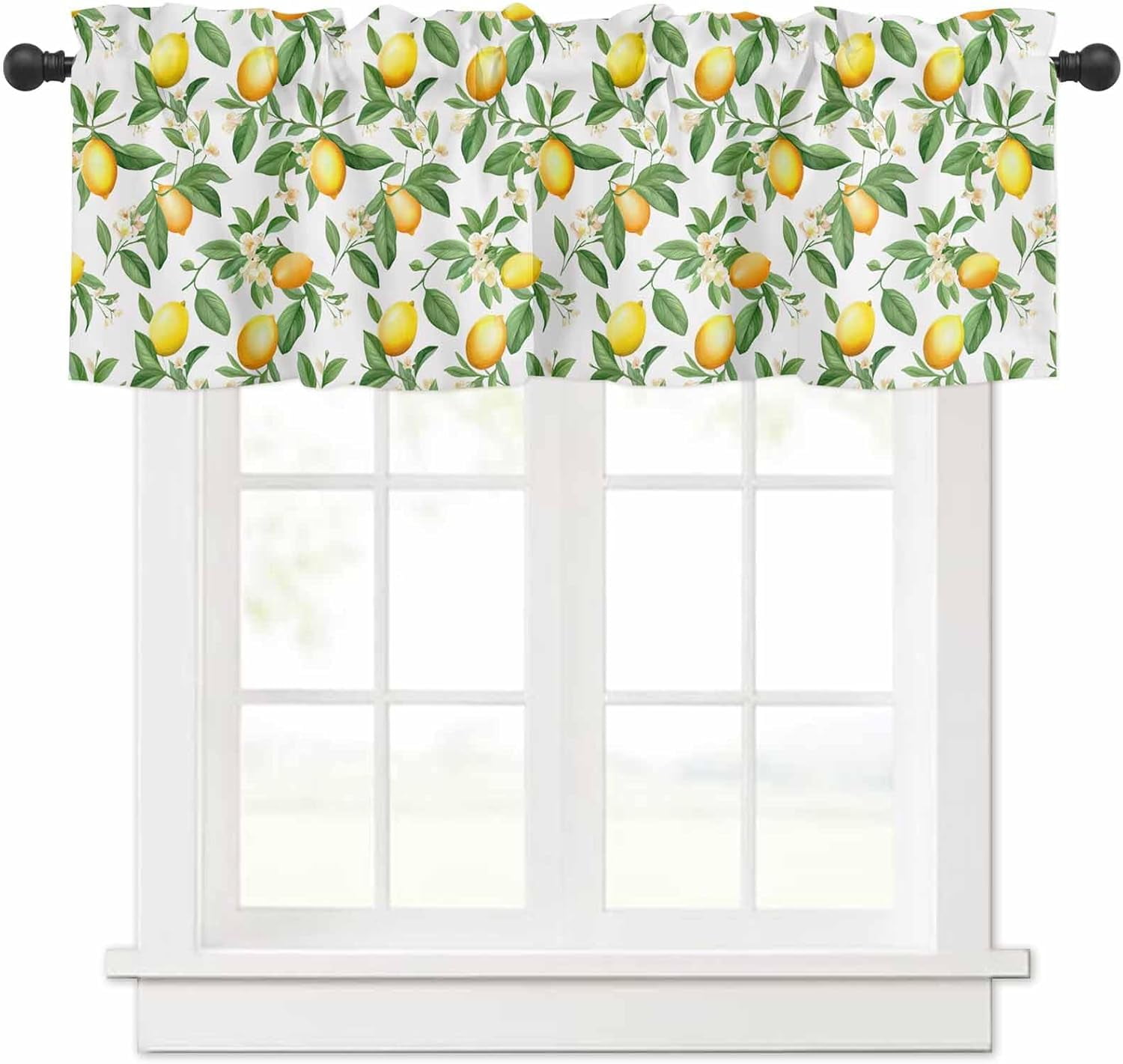 SKQIT Summer Lemon Curtain Valance for Windows, Yellow Lemon Window ...