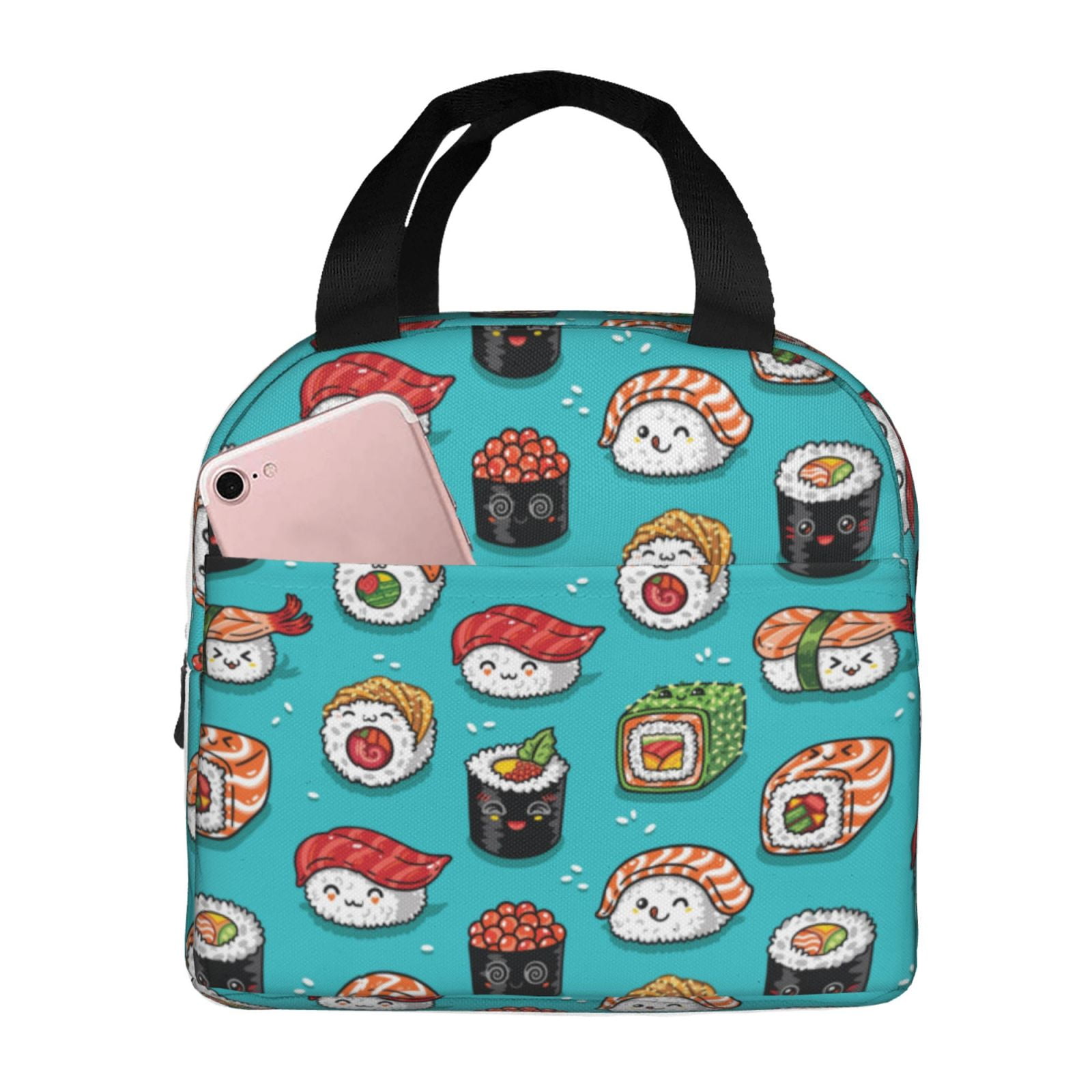 SKQIT Sushi Sashimi Pattern Insulated Lunch Bag Thermal Cooler Lunch ...