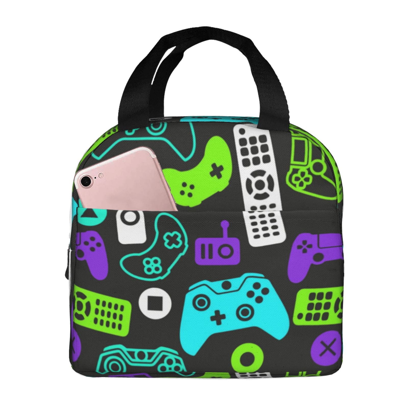 SKQIT Video Game Controller Pattern Insulated Lunch Bag Thermal Cooler ...
