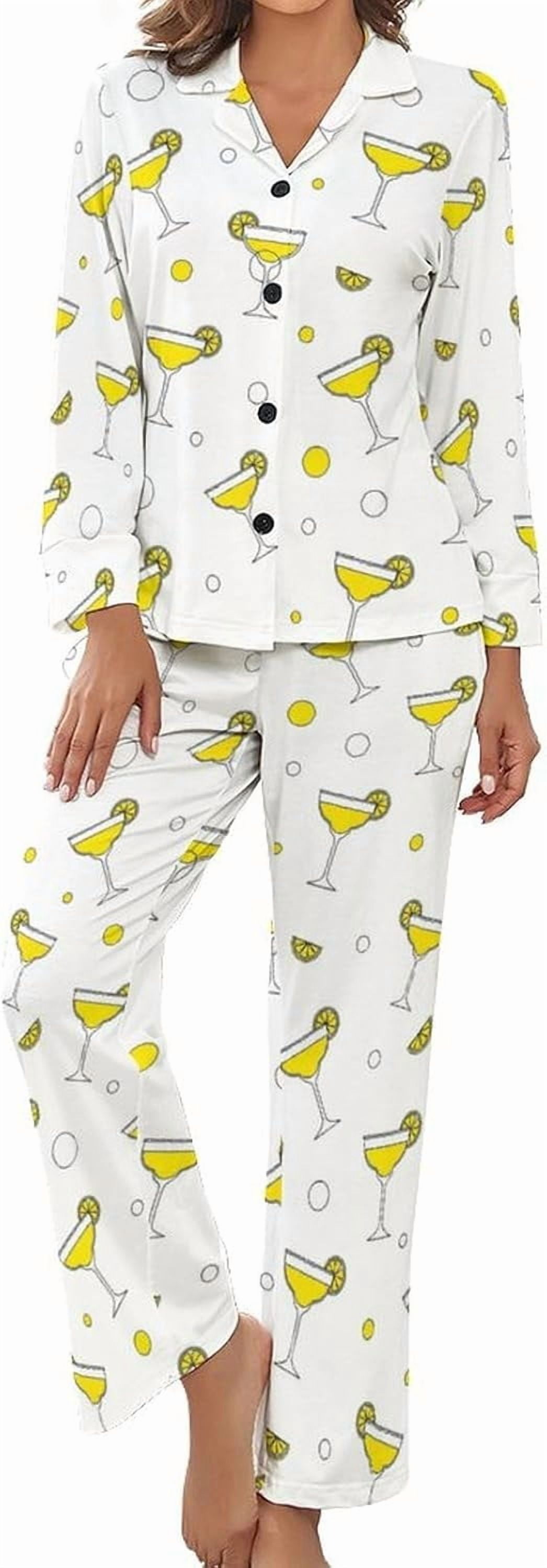 SKQIT Womens Pajamas Set Martini Glasses Lemon Soft Long Sleeve ...
